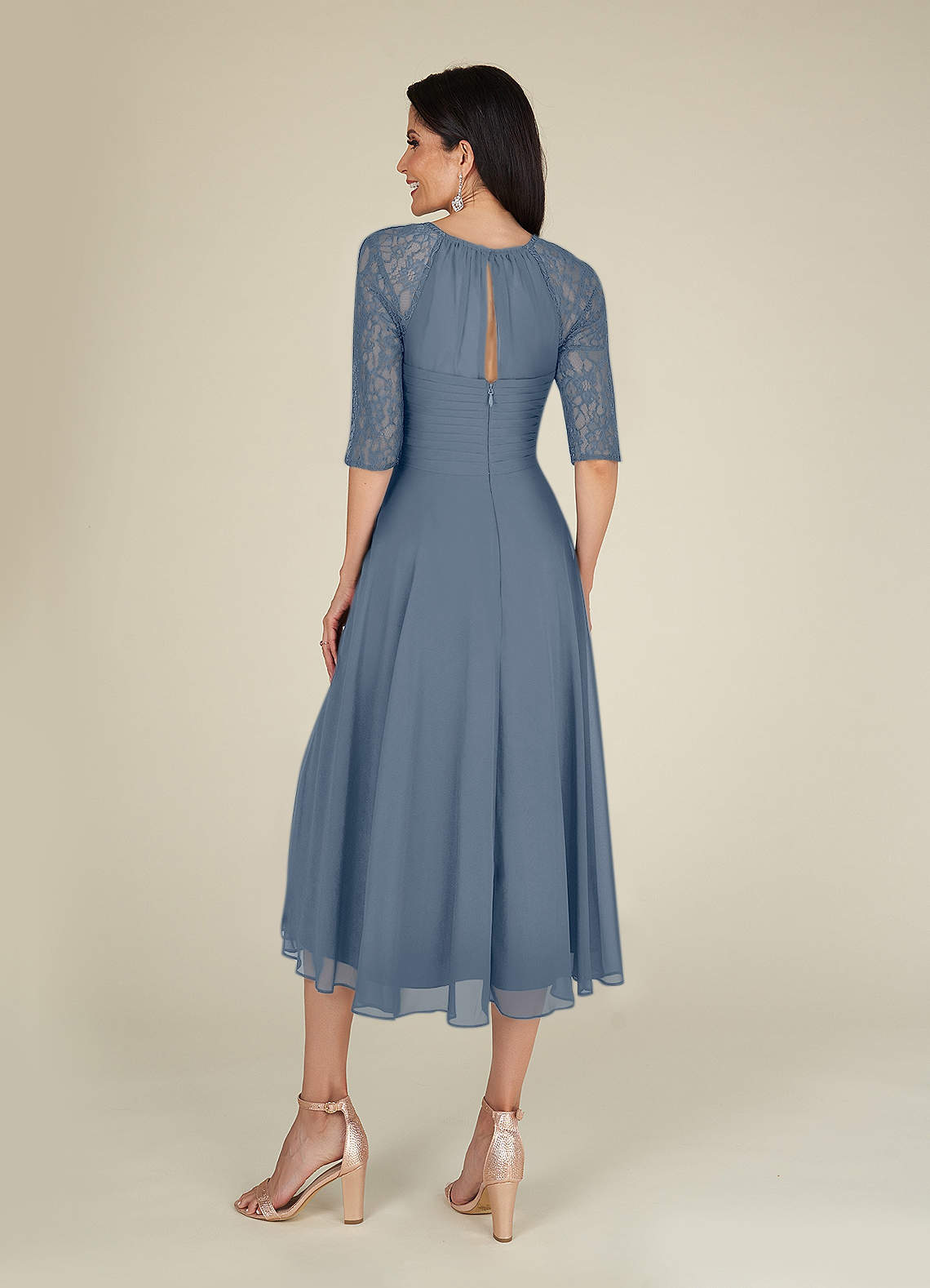 Twilight Azazie Dorothea Twilight A-Line Scoop lace Chiffon Dress | Azazie