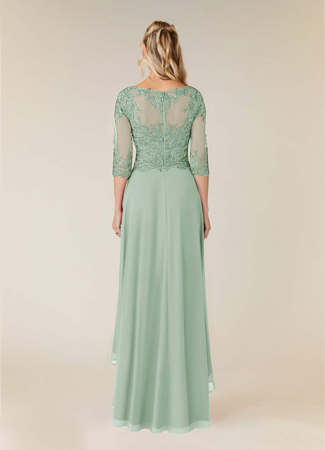 Azazie Monza Agave A-Line Lace Chiffon Dress | Azazie