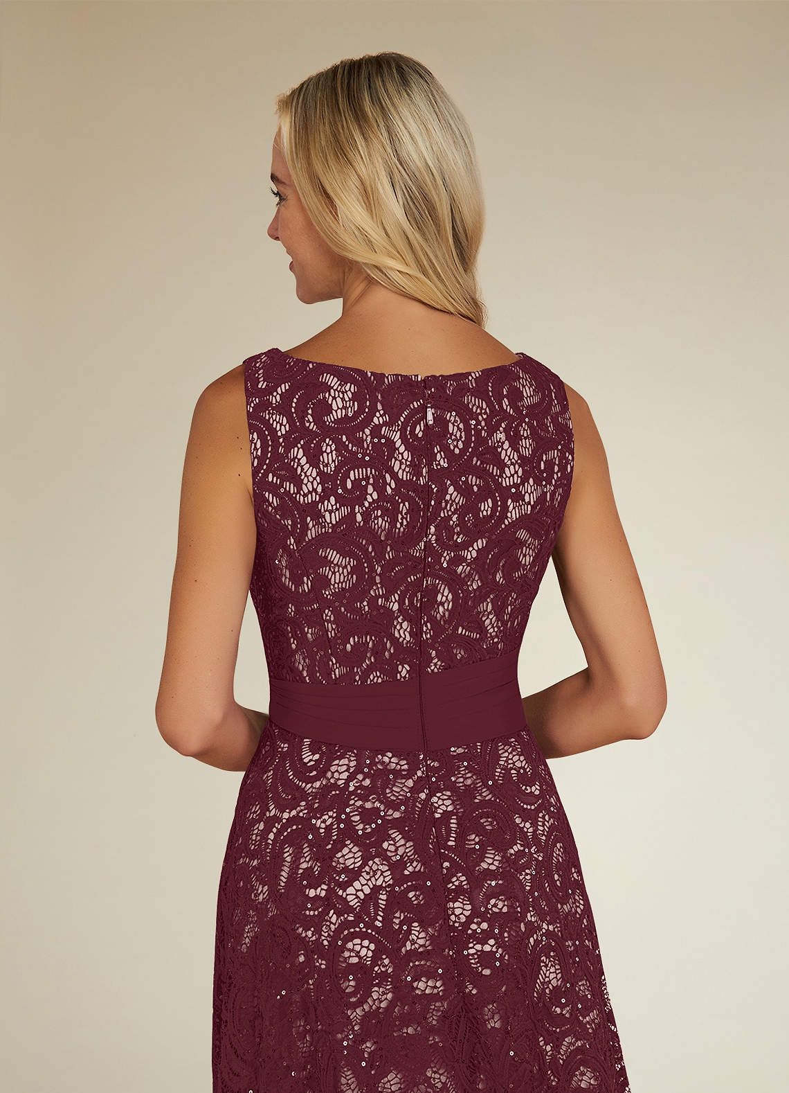 Azazie Beth Cabernet Champagne A-Line Scoop Sequins Chiffon Dress ...
