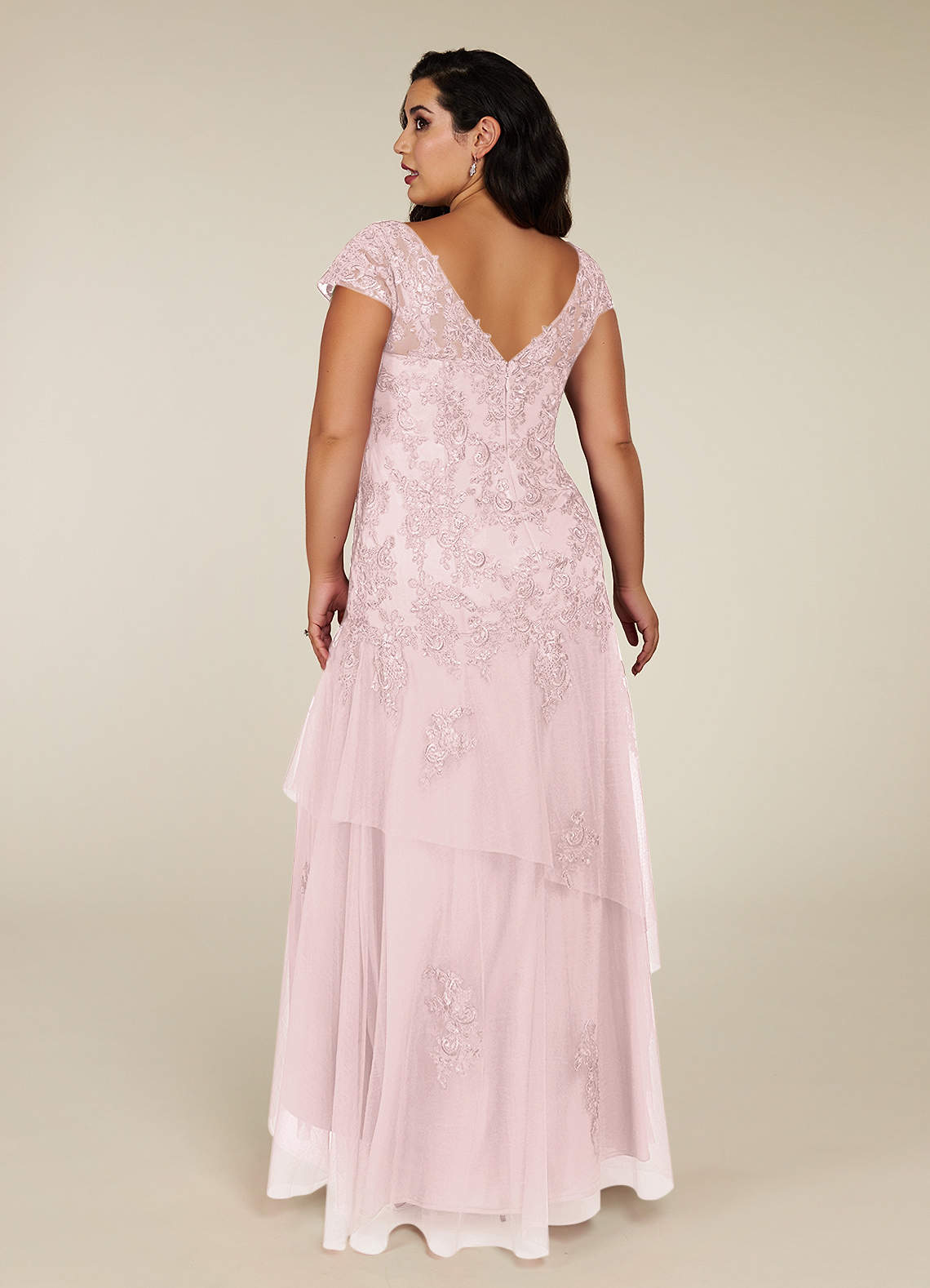 Blushing Pink Azazie Romy Mermaid V-Neck Sequins Tulle Floor-Length ...