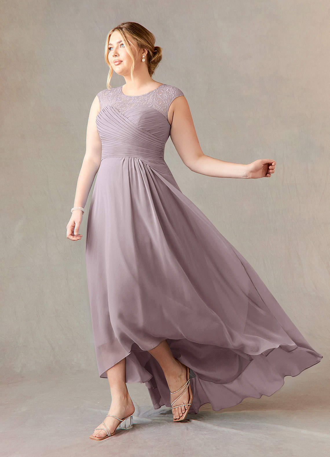 Azazie Zen Dusk A-Line Scoop Lace Chiffon Dress Mother of the Bride ...