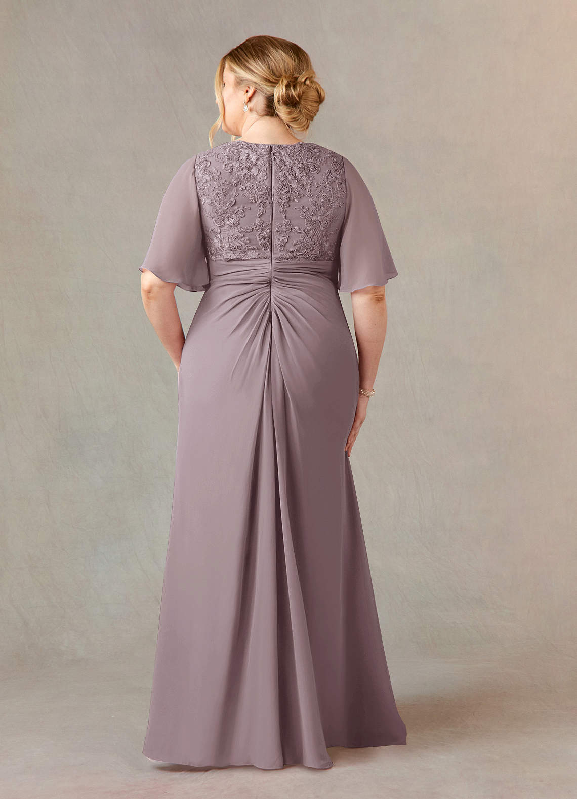 Azazie Carson Dusk A-Line V-Neck Lace Chiffon Dress | Azazie