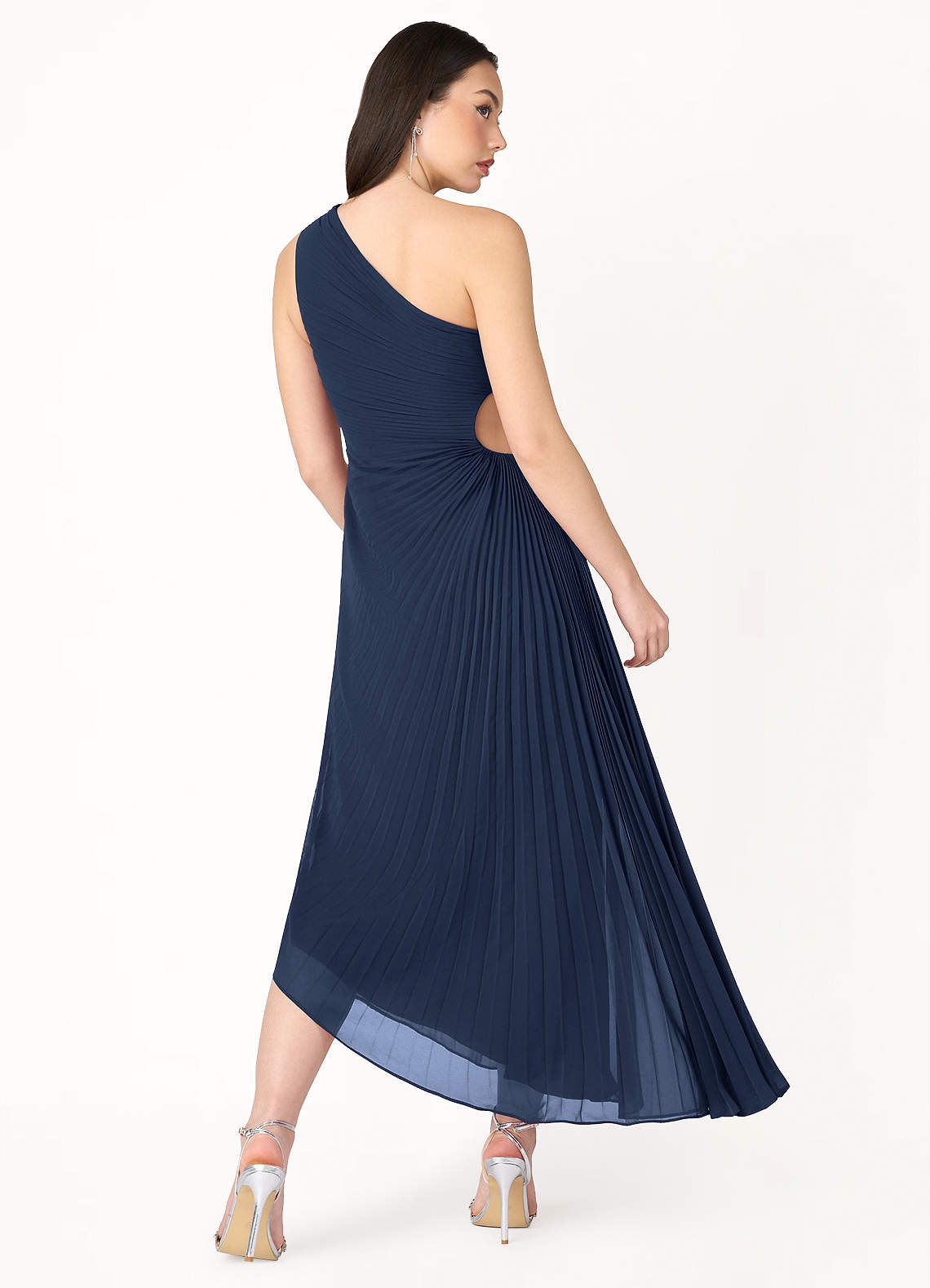 Angelina Navy Asymmetrical Dress Atelier Dresses | Azazie