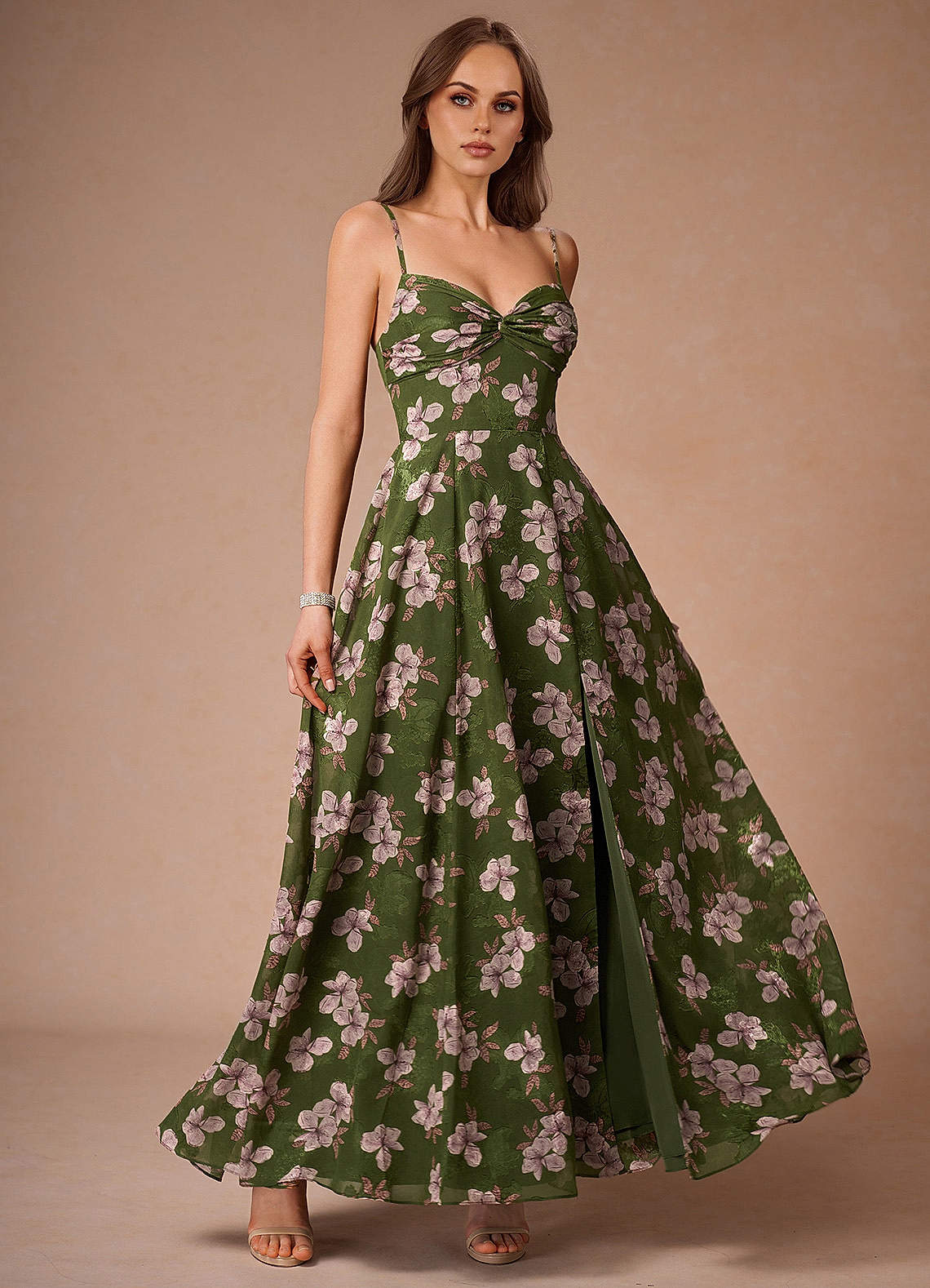 Amorelle Green Floral Maxi Dress | Azazie