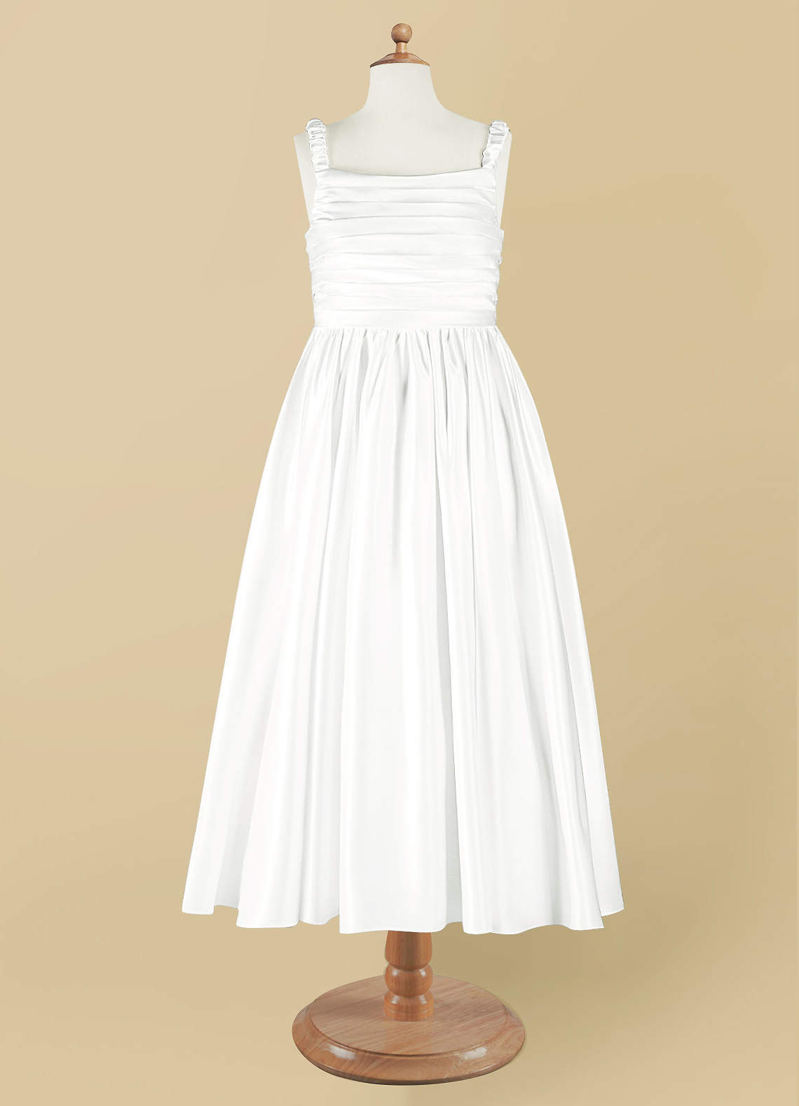 Azazie Cutie Pie Ivory A-Line Pleated Matte Satin Dress | Azazie