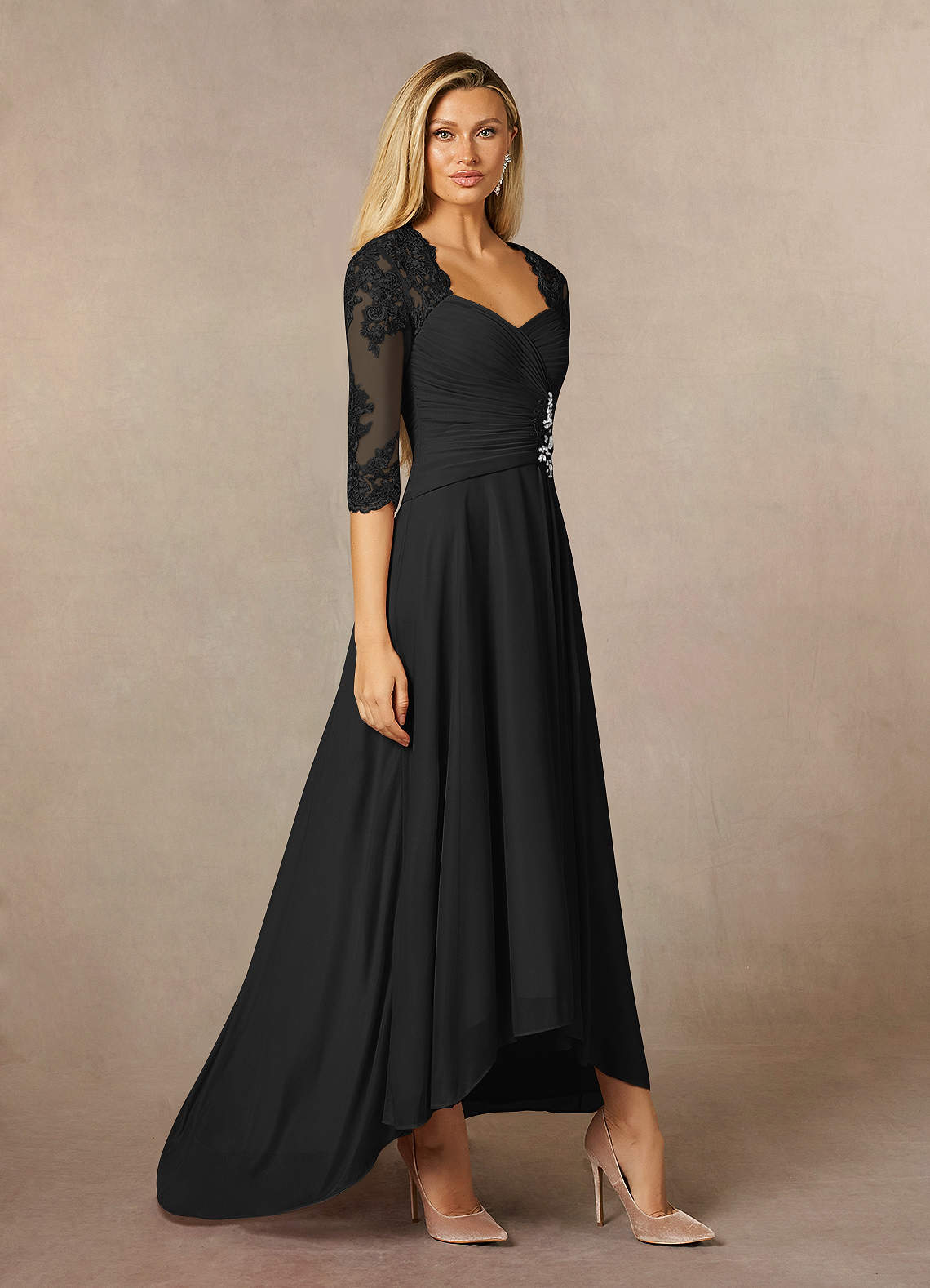 Azazie Anne Black Sheath Sweetheart Sequins Lace Dress Azazie