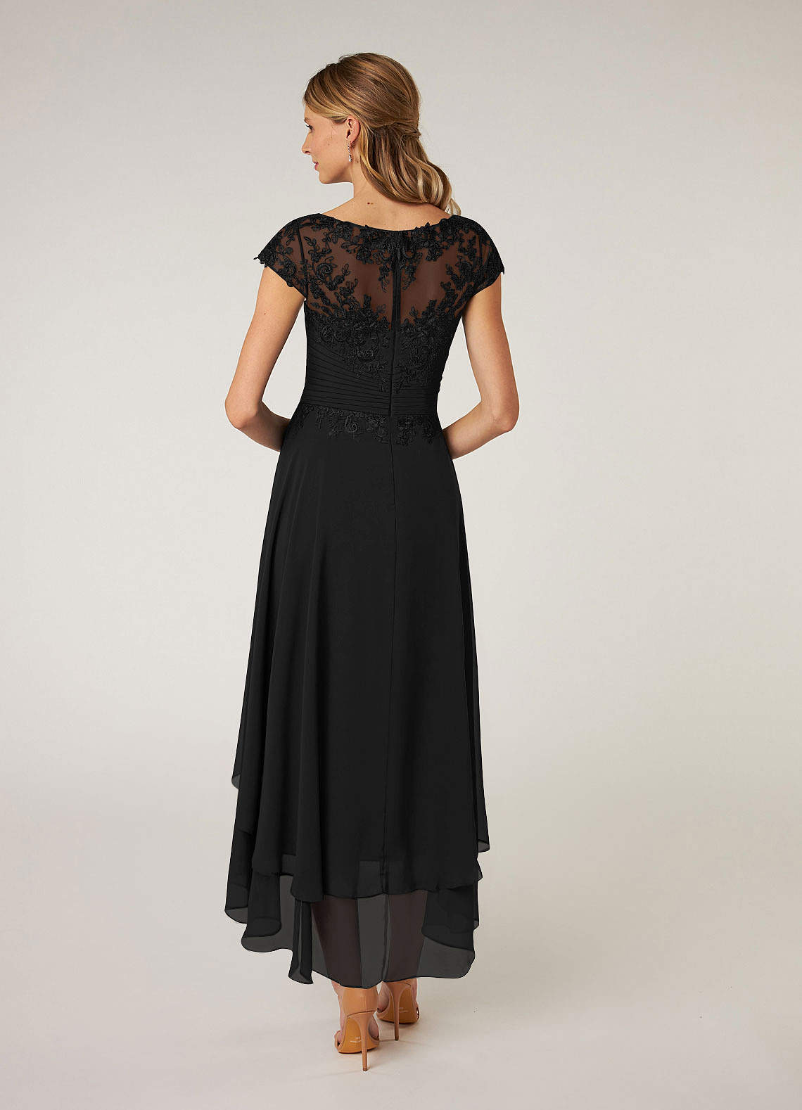 Azazie Shonda Black Lace Chiffon Dress | Azazie