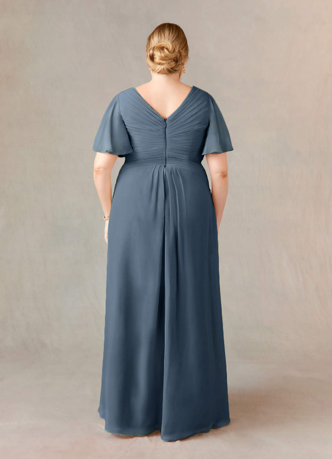 Azazie Morning Glory Neptune A-Line V-Neck Ruched Chiffon Dress | Azazie