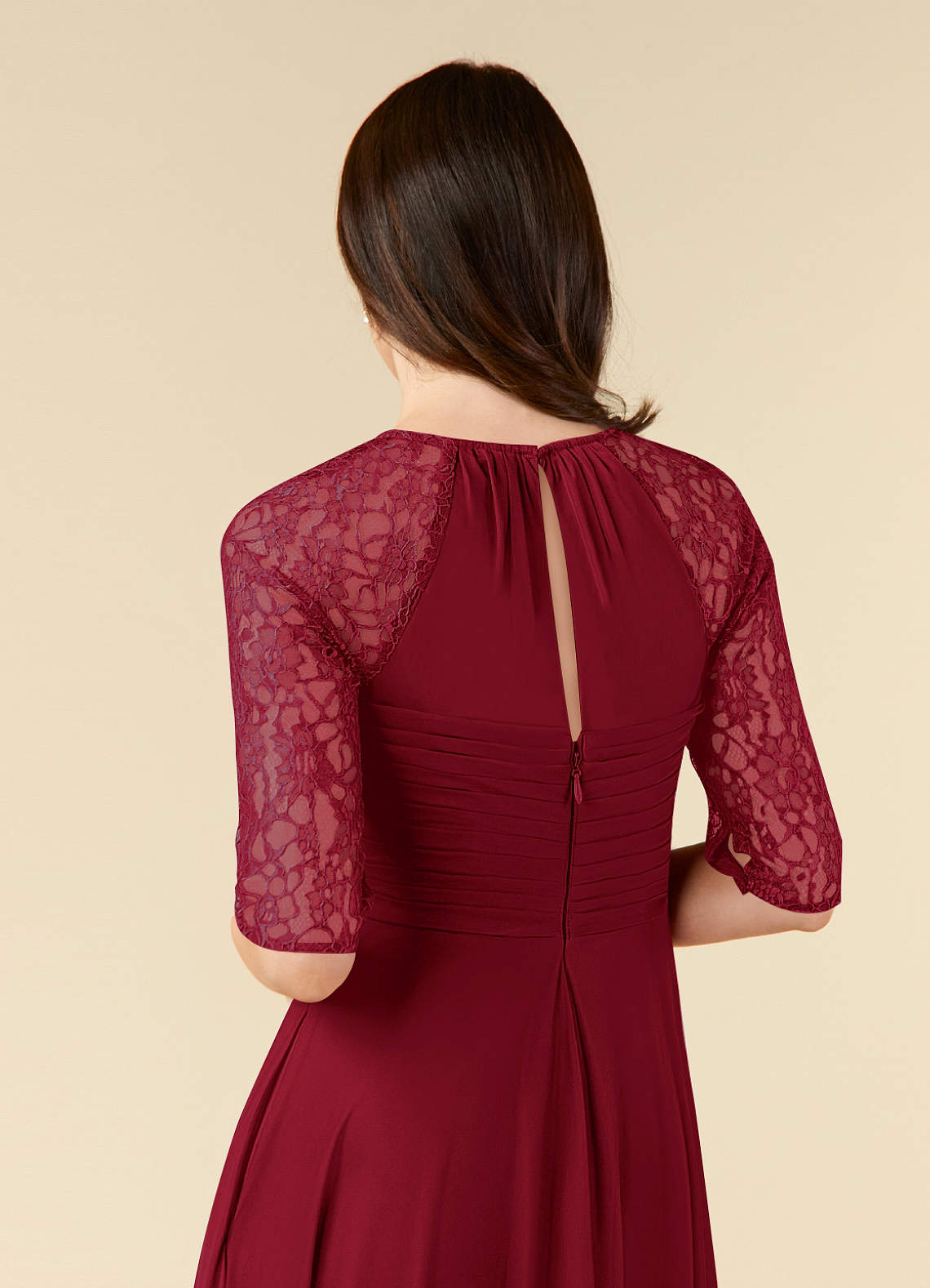 Azazie Gracelyn Burgundy A-Line Lace Dress | Azazie