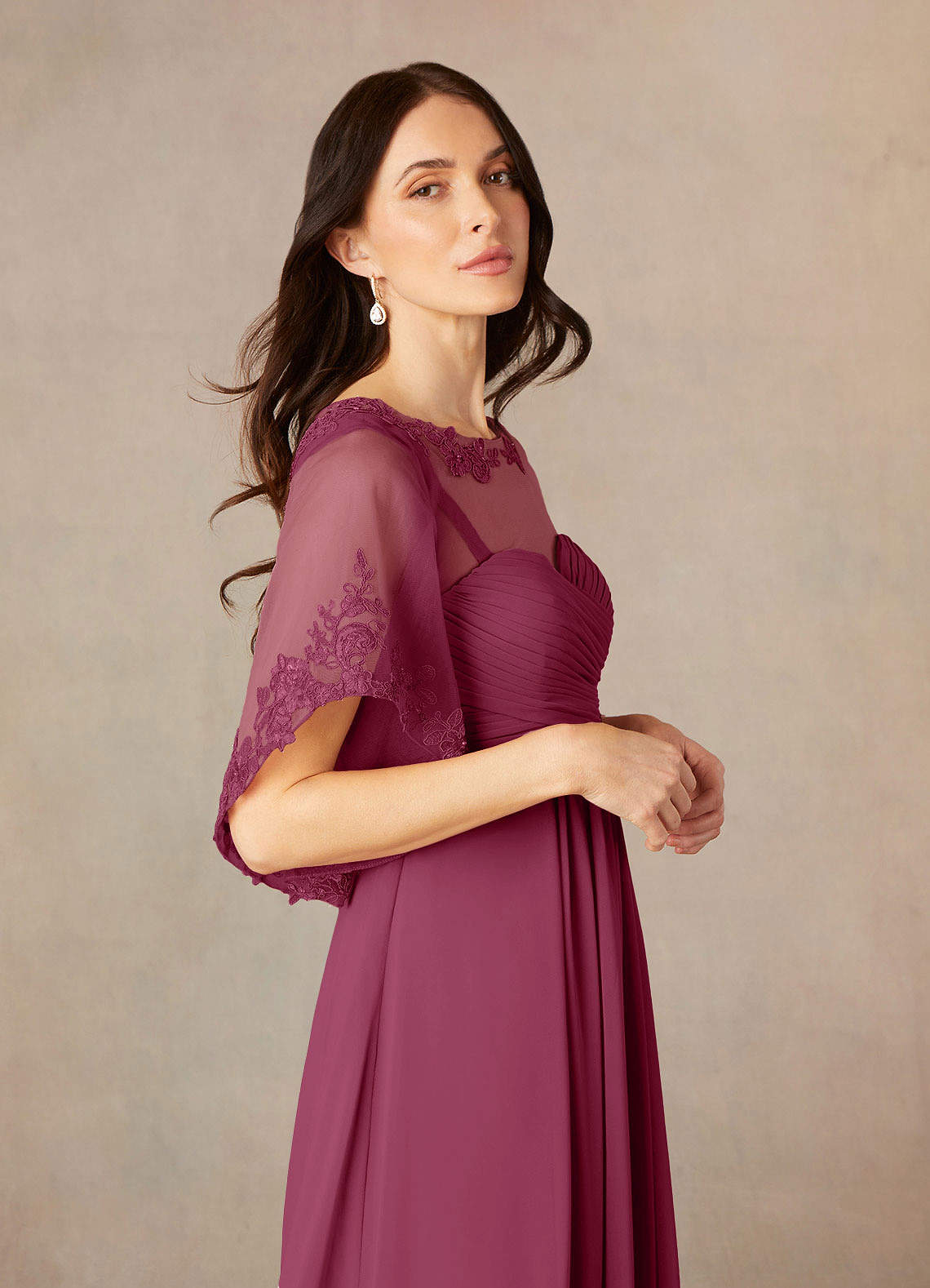 Mulberry Azazie Fauna Mulberry A-Line Sequins Chiffon Dress | Azazie