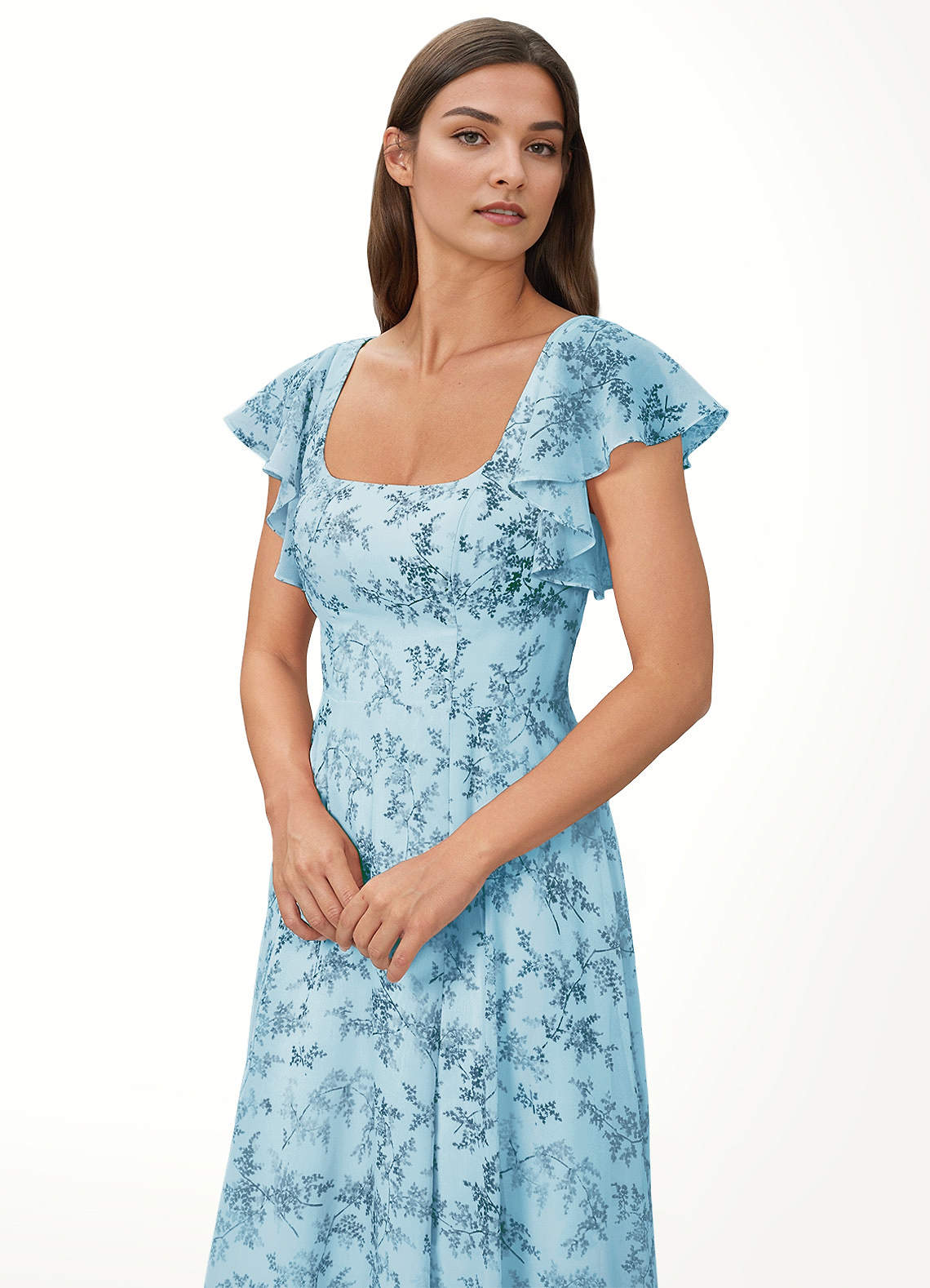 Blue Fern Floral Azazie Bondi Bridesmaid Dresses | Azazie