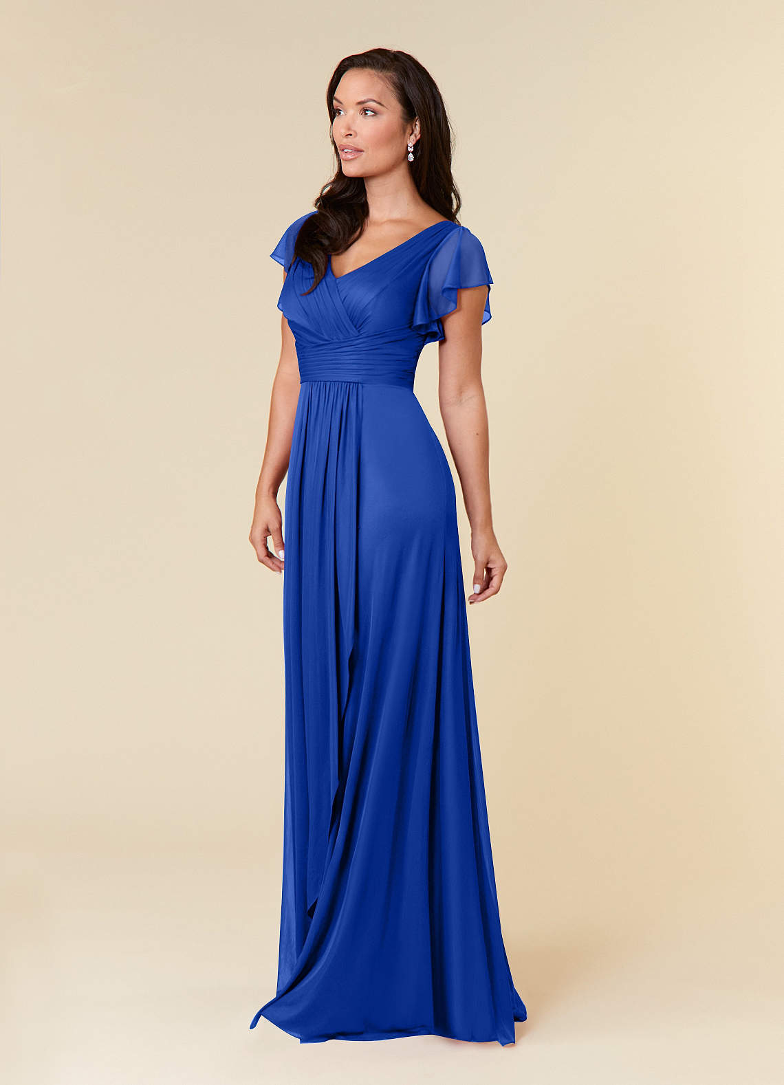 Royal Blue Azazie Reneya A-Line Pleated Mesh Floor-Length Dress | Azazie
