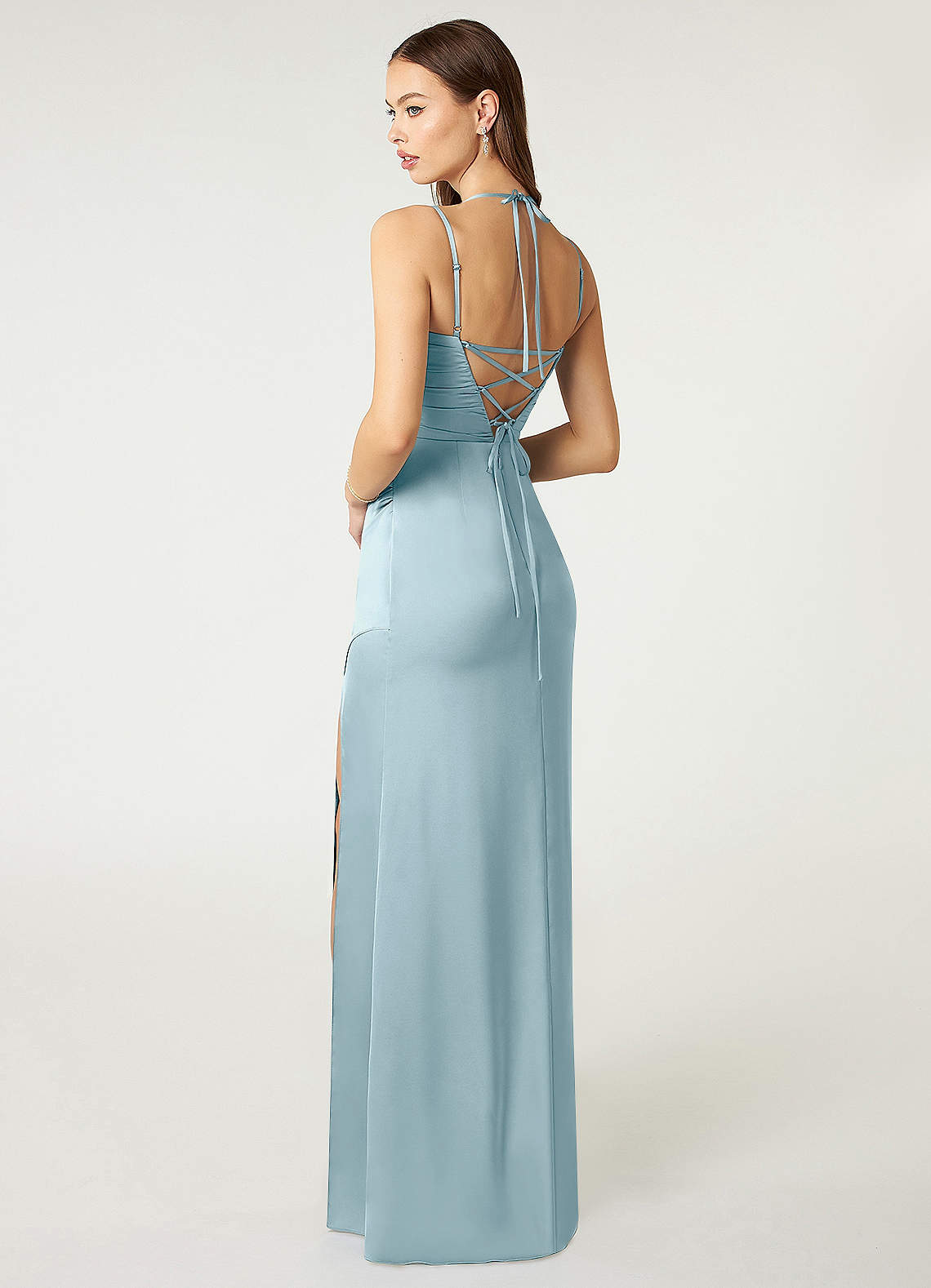 Moody Blue Azazie Desi Stretch Satin Dress Bridesmaid Dresses | Azazie