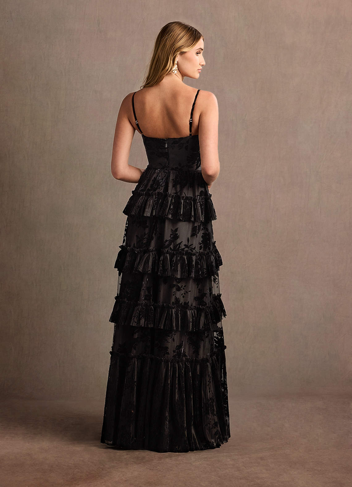 Cammy Black Ruffle Maxi Dress | Azazie