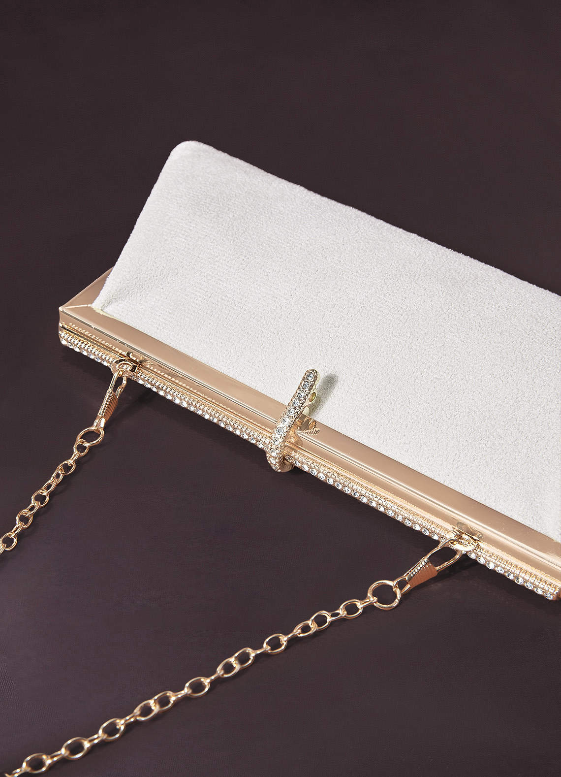 White Elegant Rhinestone Embellished Velvet Clutch Bag | Azazie
