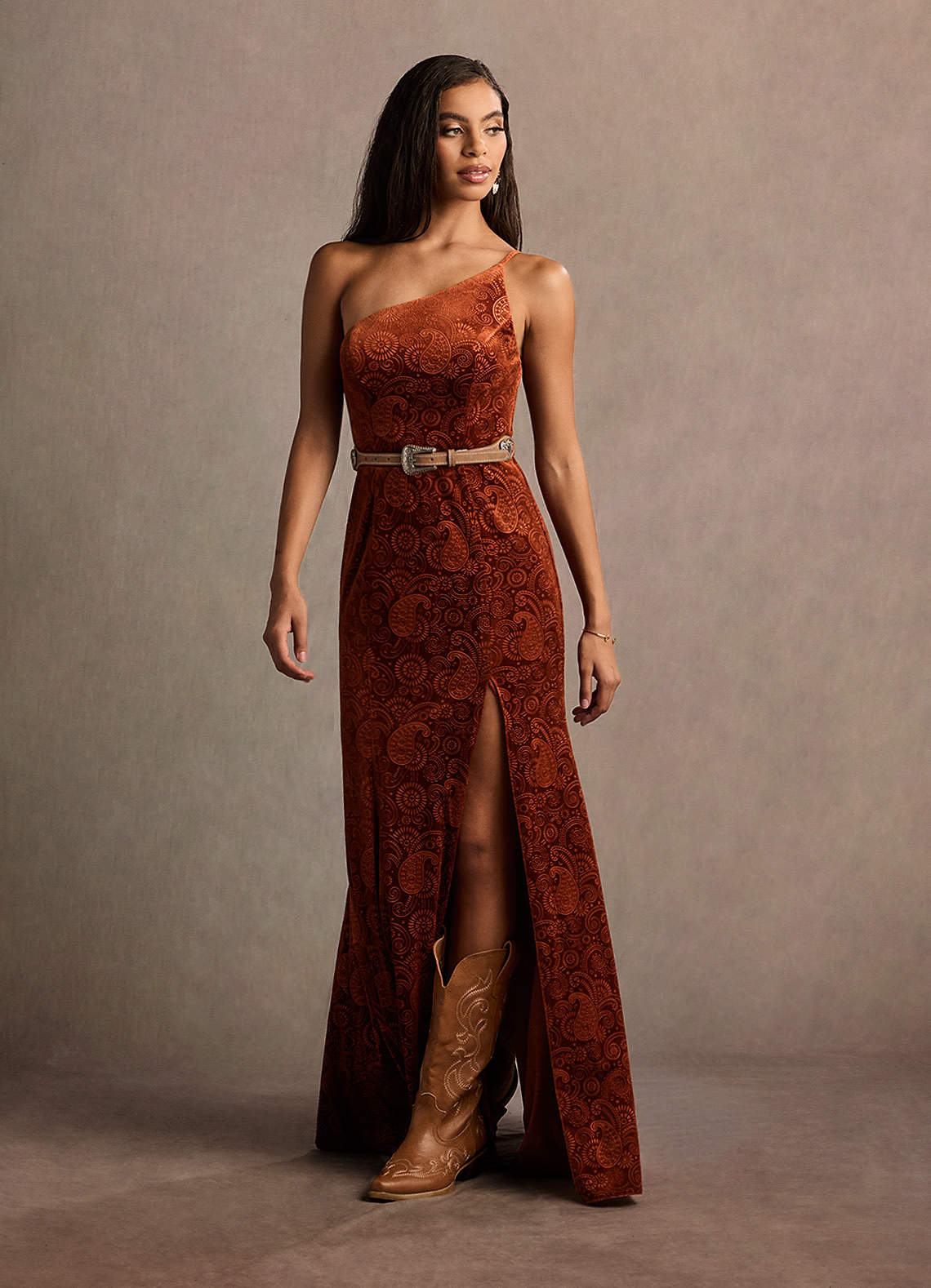 Avril Spice One Shoulder Maxi Dress | Azazie