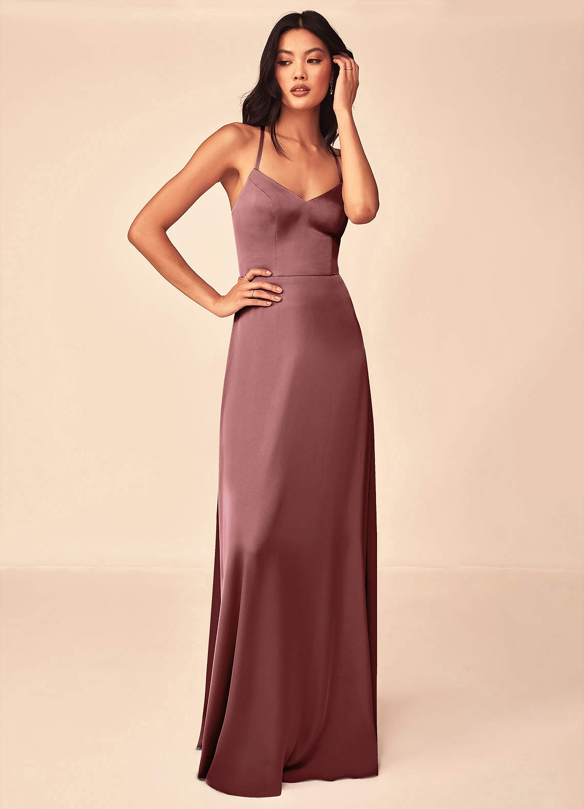 Amethyst Azazie Mei Stretch Satin Dress Bridesmaid Dresses | Azazie