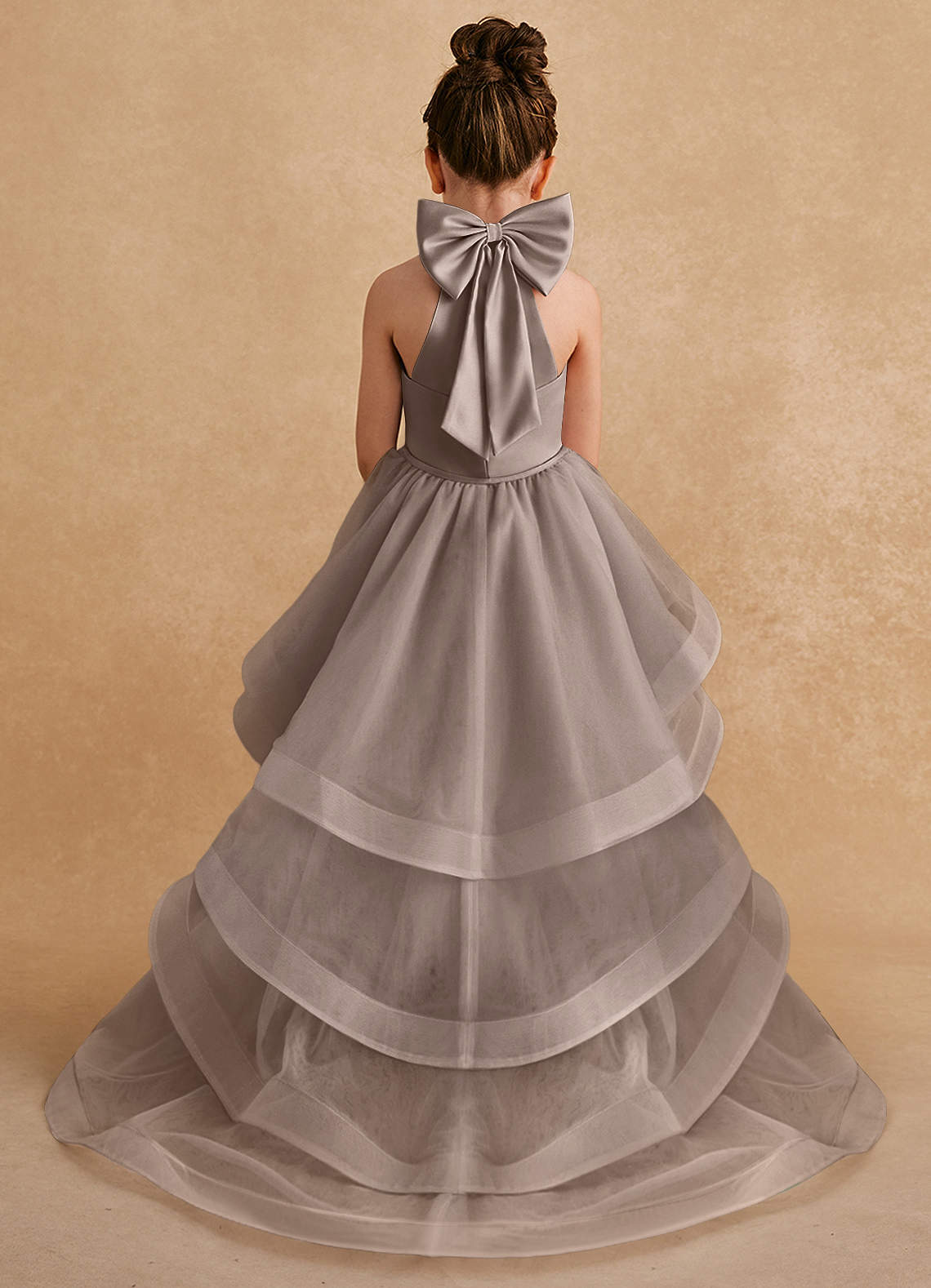 Azazie Bev Taupe A-Line Convertible Tulle Dress | Azazie