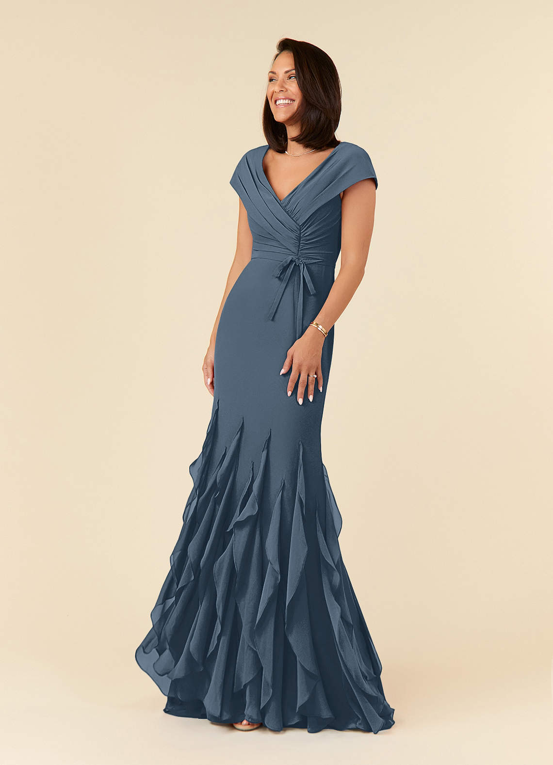 Azazie Bailora Neptune Mermaid Ruched Chiffon Dress | Azazie