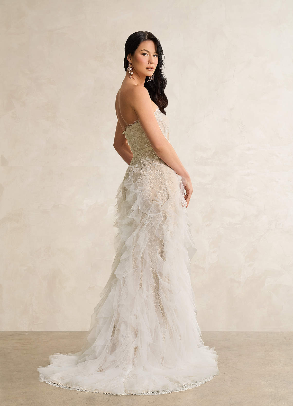 Azazie Ceresia Diamond White Nude Sheath Sequins Tulle Dress | Azazie