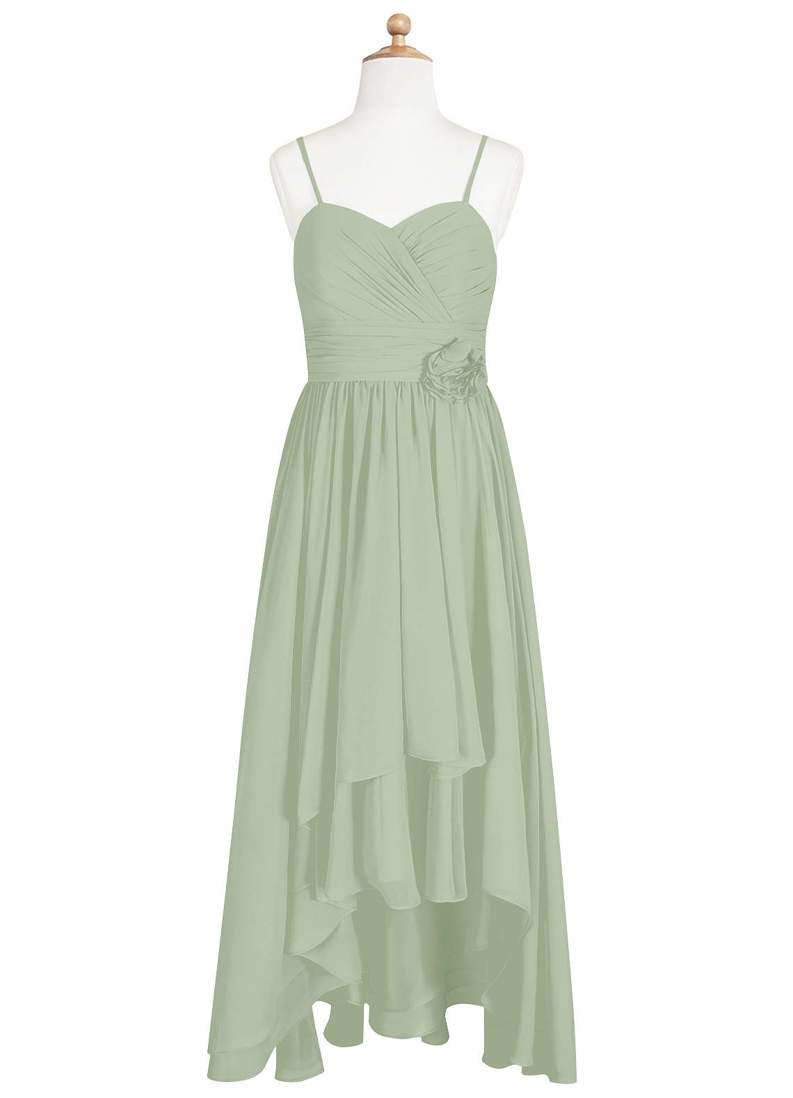 Azazie Catalina Junior Bridesmaid Dress in Dusty Sage | Azazie CA