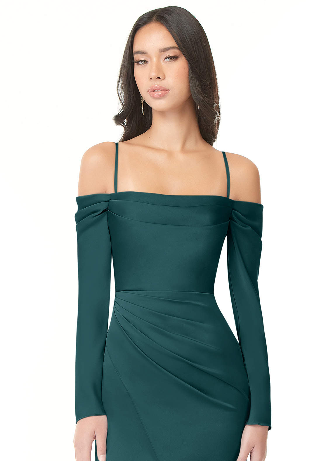 Azazie Hallie Stretch Satin Dress Pine Bridesmaid Dresses | Azazie