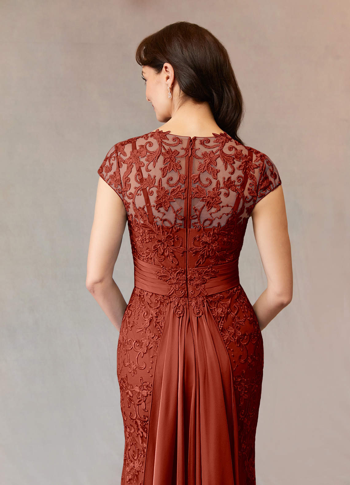 Rust Azazie Jamila Rust Mermaid Lace Dress | Azazie