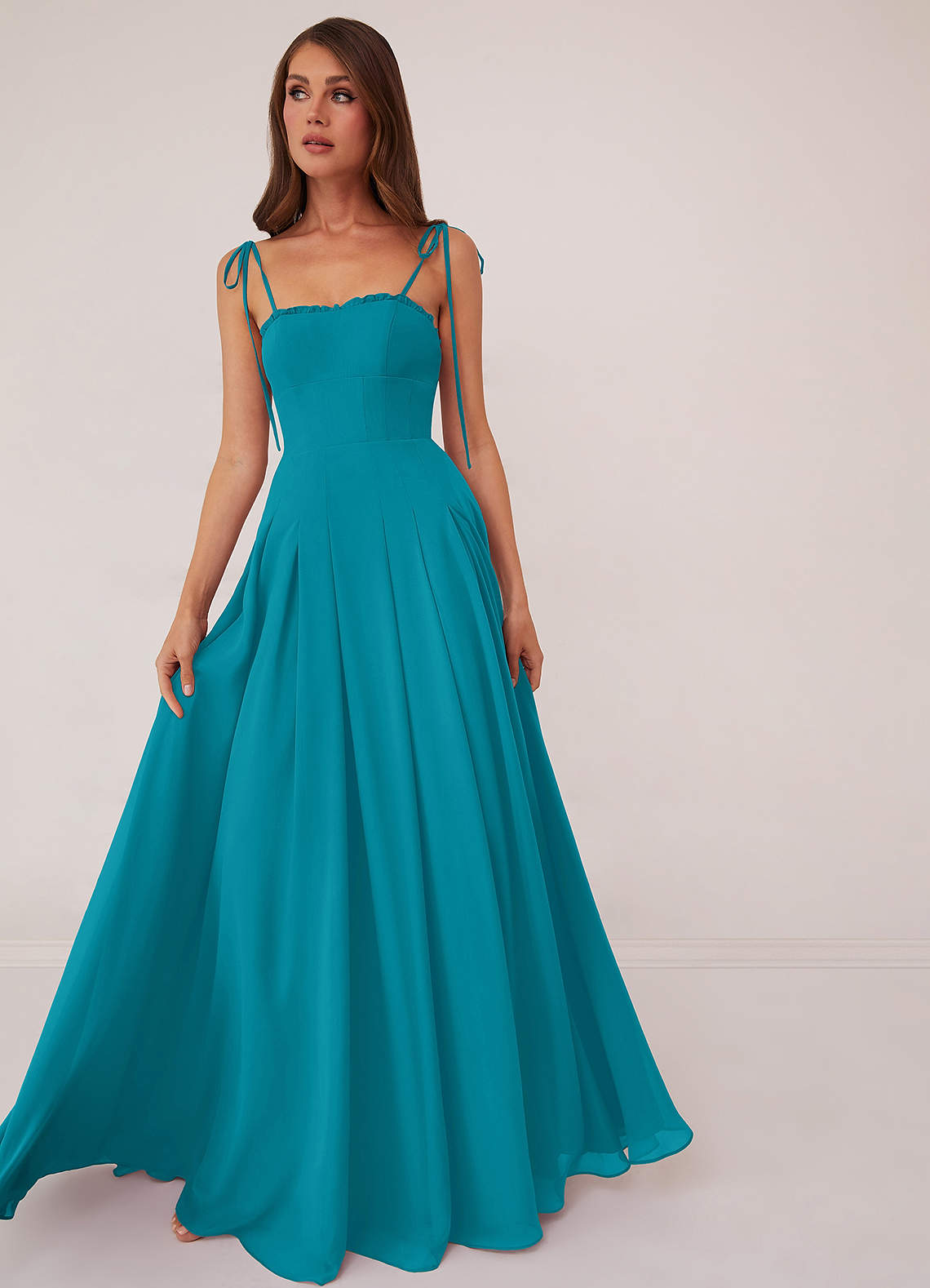 Jade Box Pleated Chiffon A-Line Dress Bridesmaid Dresses | Azazie