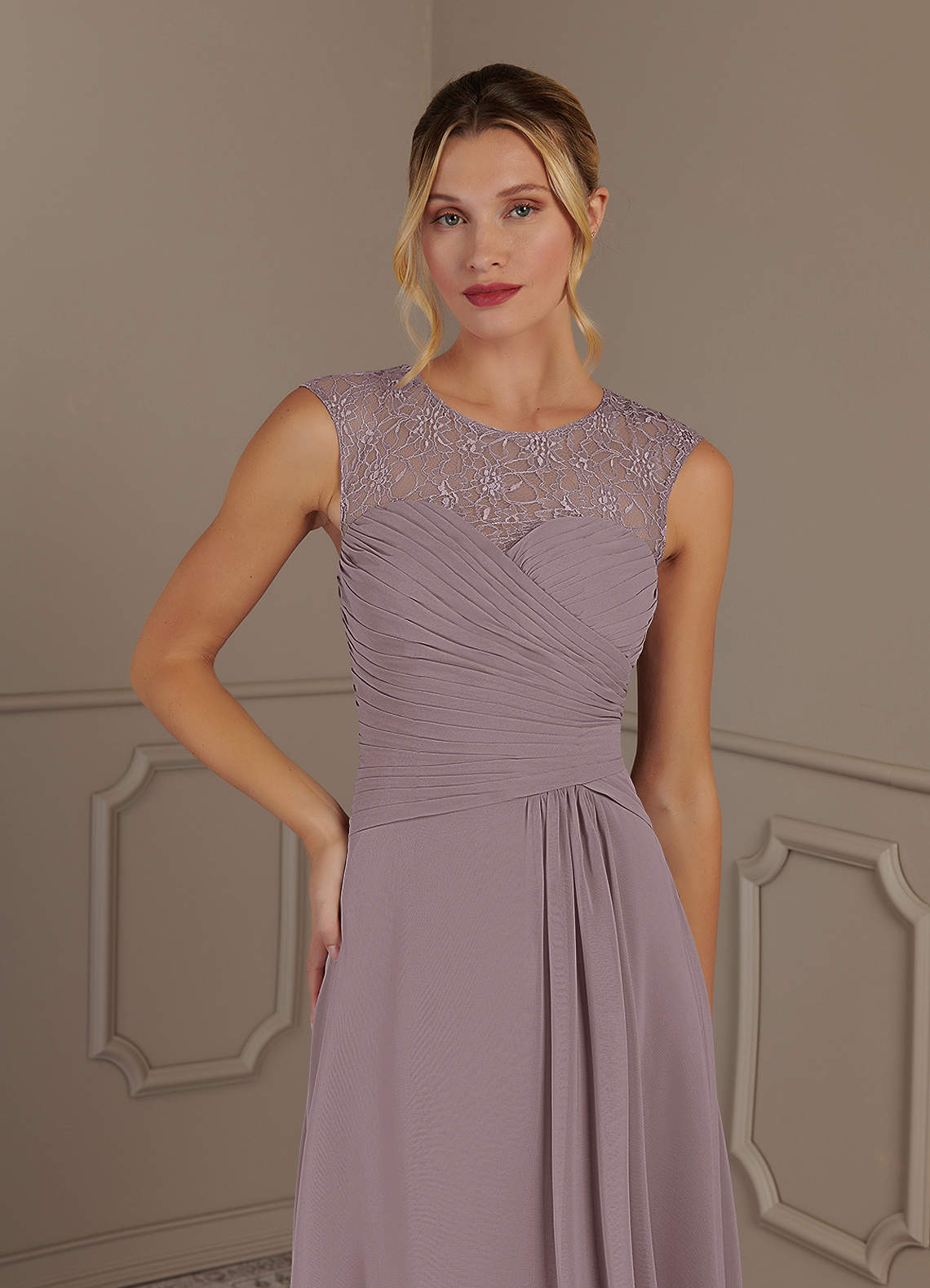 Azazie Zen Dusk A-Line Scoop Lace Chiffon Dress Mother of the Bride ...