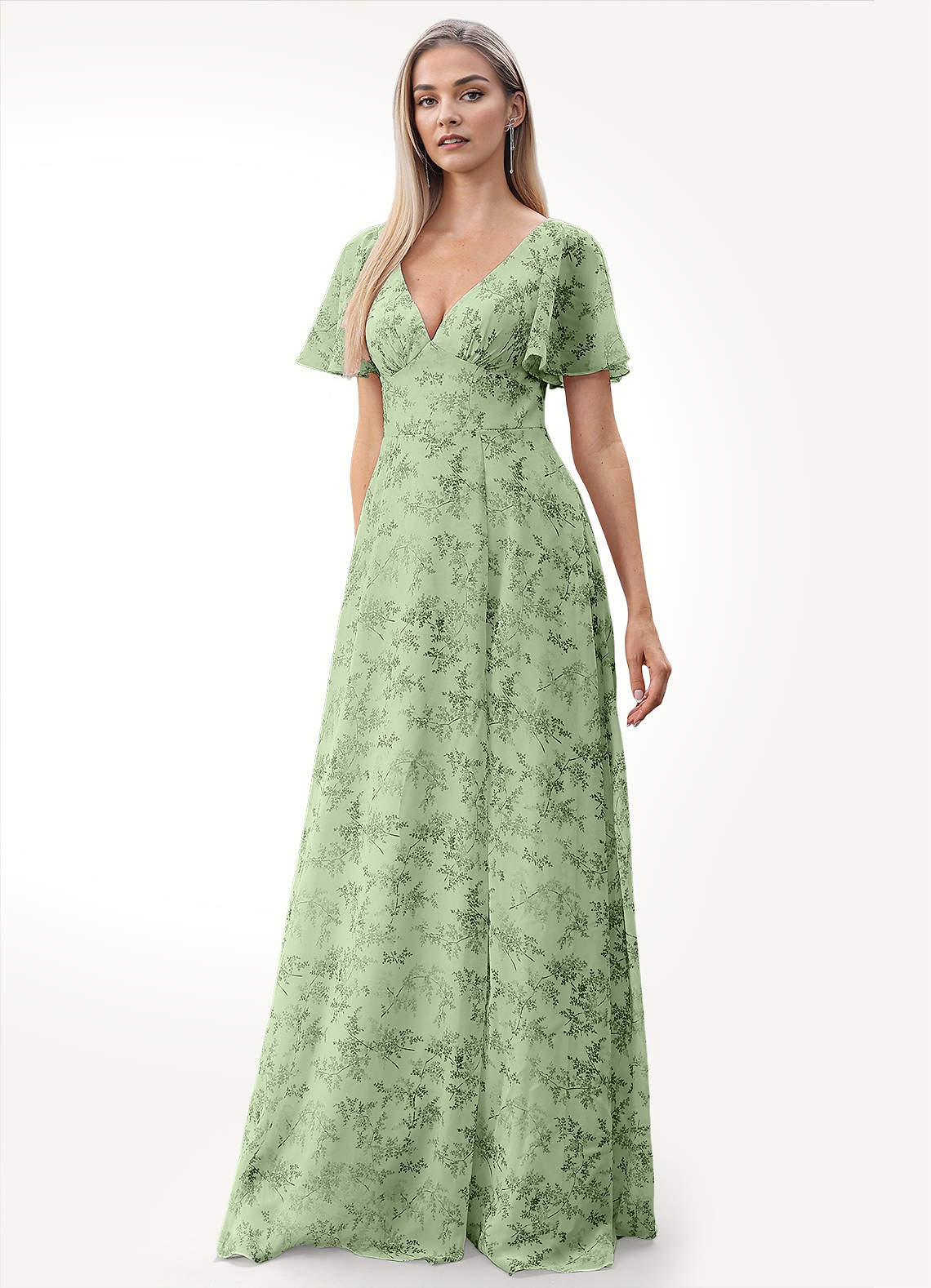 Green Fern Floral Azazie Kimber Bridesmaid Dresses | Azazie