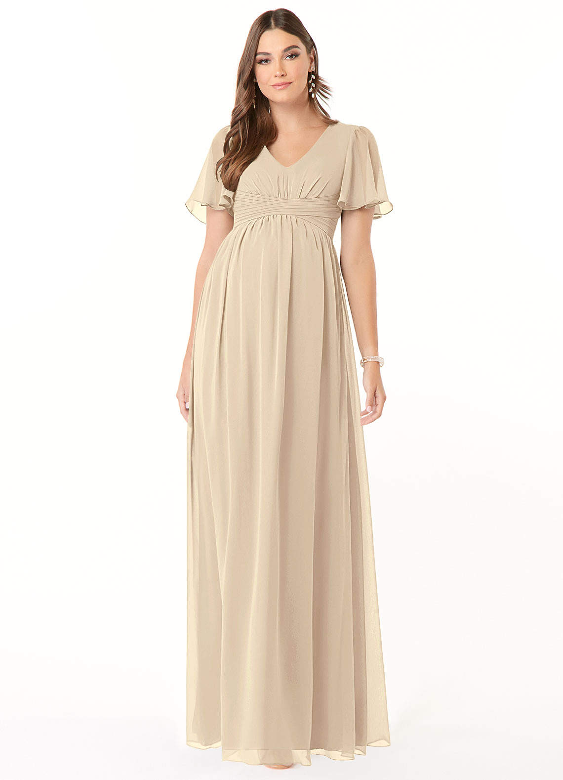 Azazie Verna Champagne Maternity Bridesmaid Dresses | Azazie