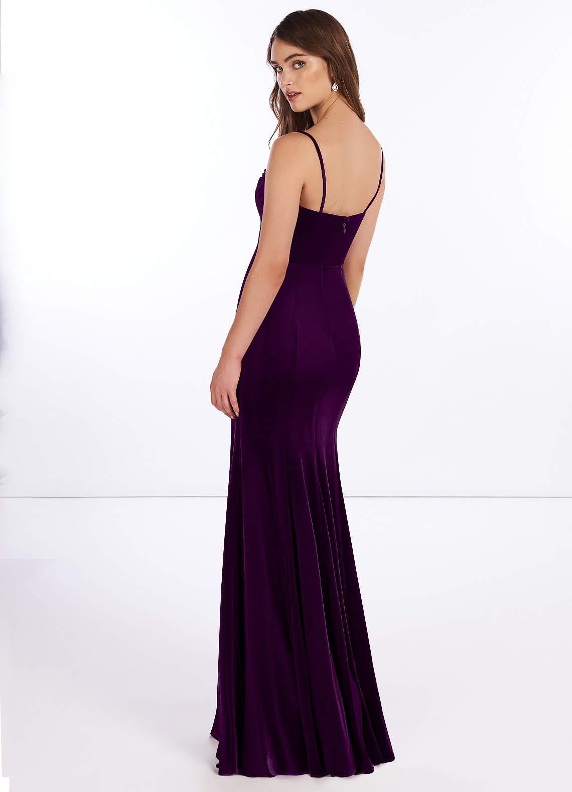 Grape Azazie Solange Velvet Dress Bridesmaid Dresses | Azazie
