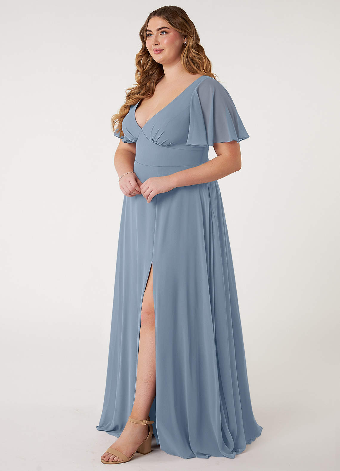 Dusty Blue Azazie Kimber Bridesmaid Dresses | Azazie