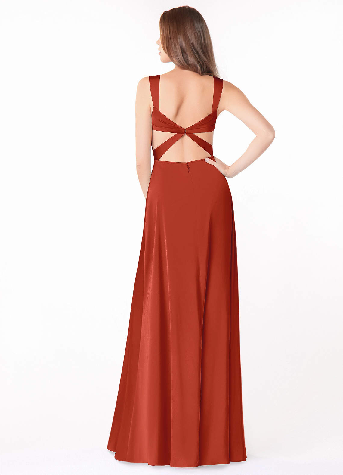 Rust Azazie Alexia Stretch Satin Dress Bridesmaid Dresses | Azazie