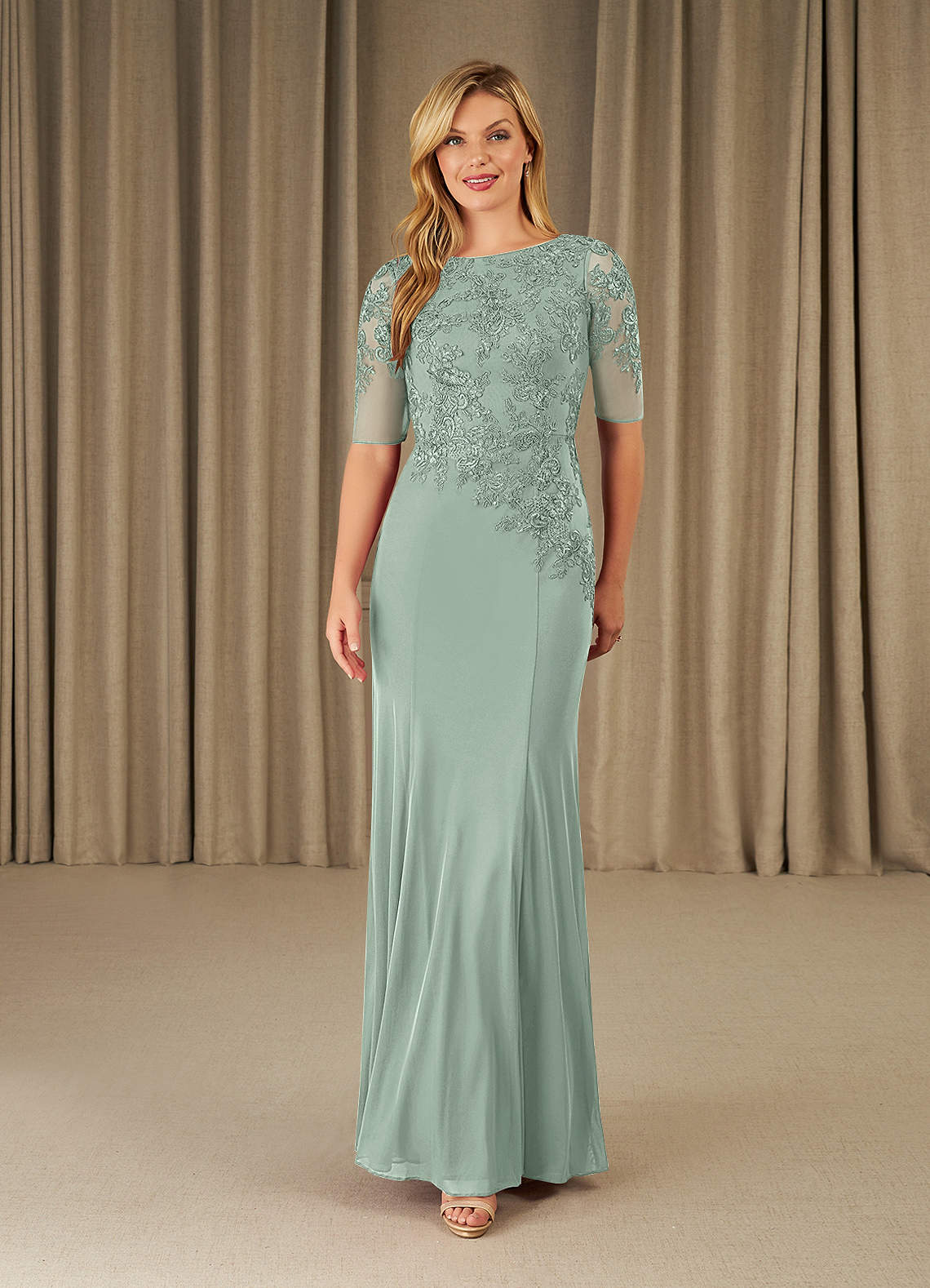 Azazie Ivanna Agave Mermaid Lace Dress | Azazie