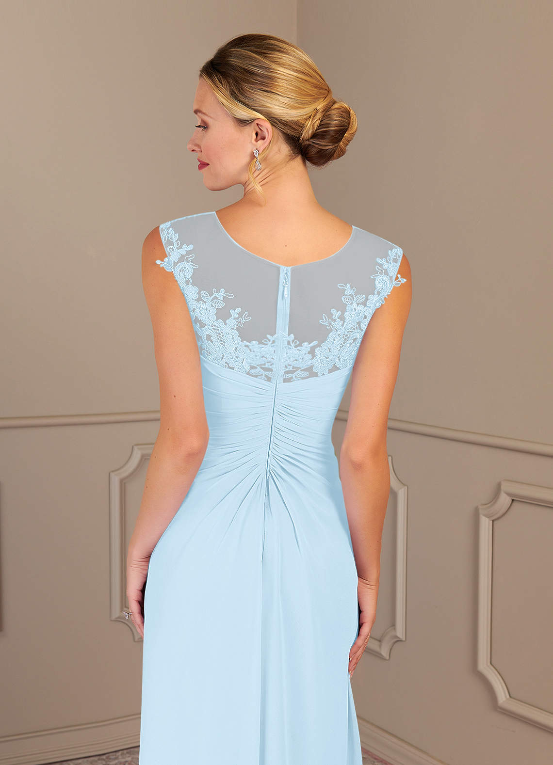 Sky Blue Azazie Endora A-Line Scoop Lace Chiffon Asymmetrical Dress ...