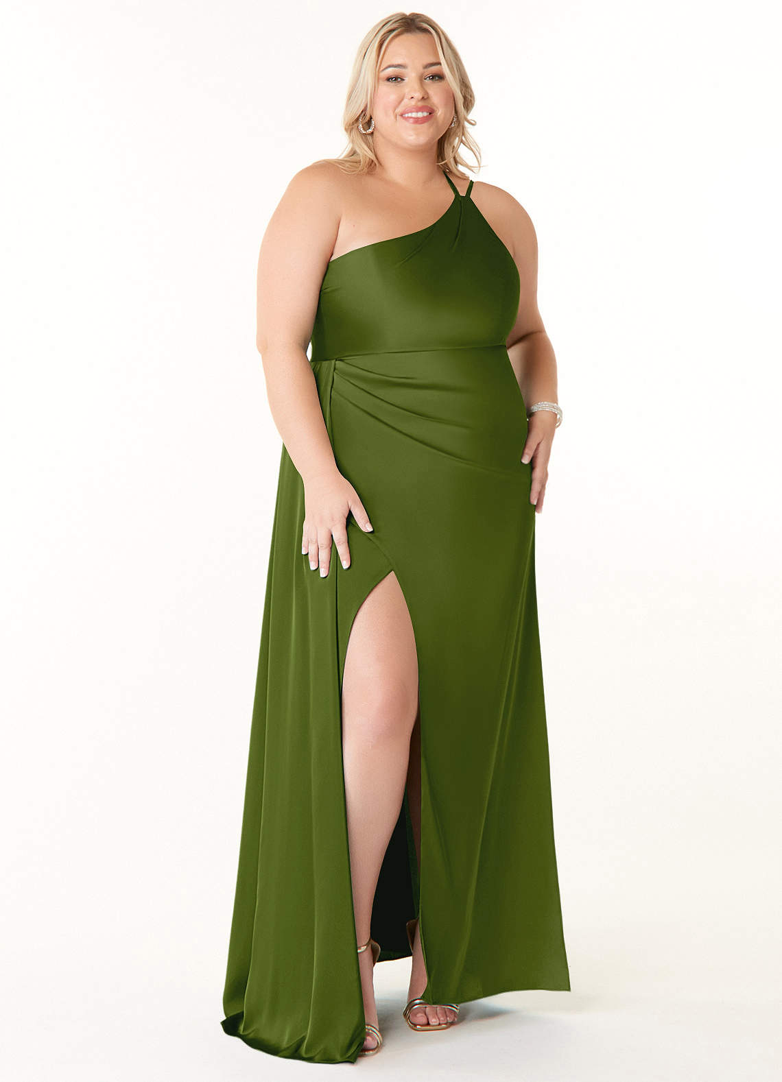 Azazie Maron Stretch Satin Dress Juniper Bridesmaid Dresses | Azazie