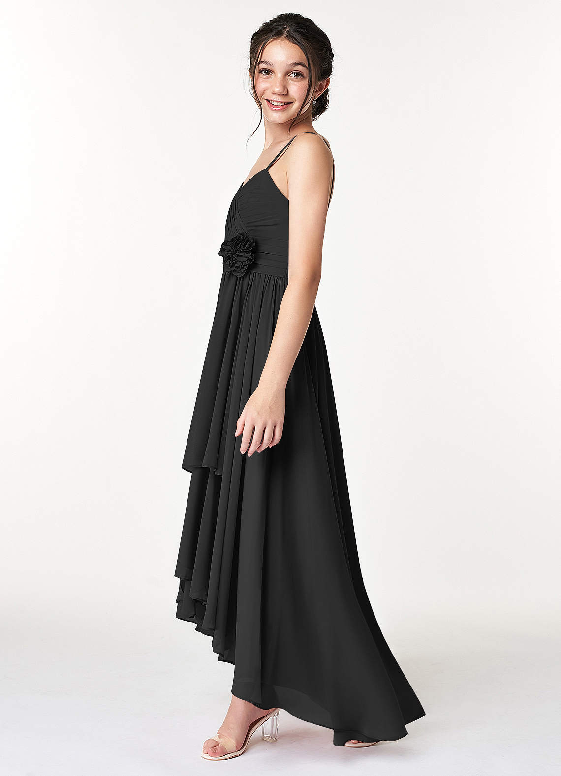 Black Azazie Catalina JBD Junior Bridesmaid Dresses | Azazie