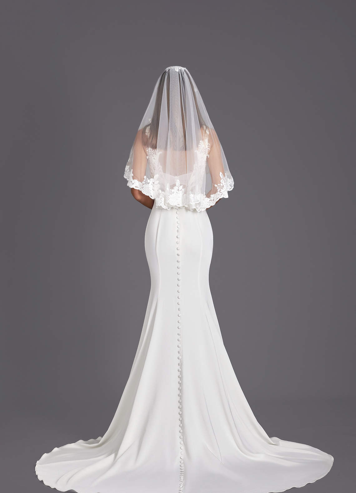 Persila Lace Waist Length Veil Wedding Veils | Azazie UK