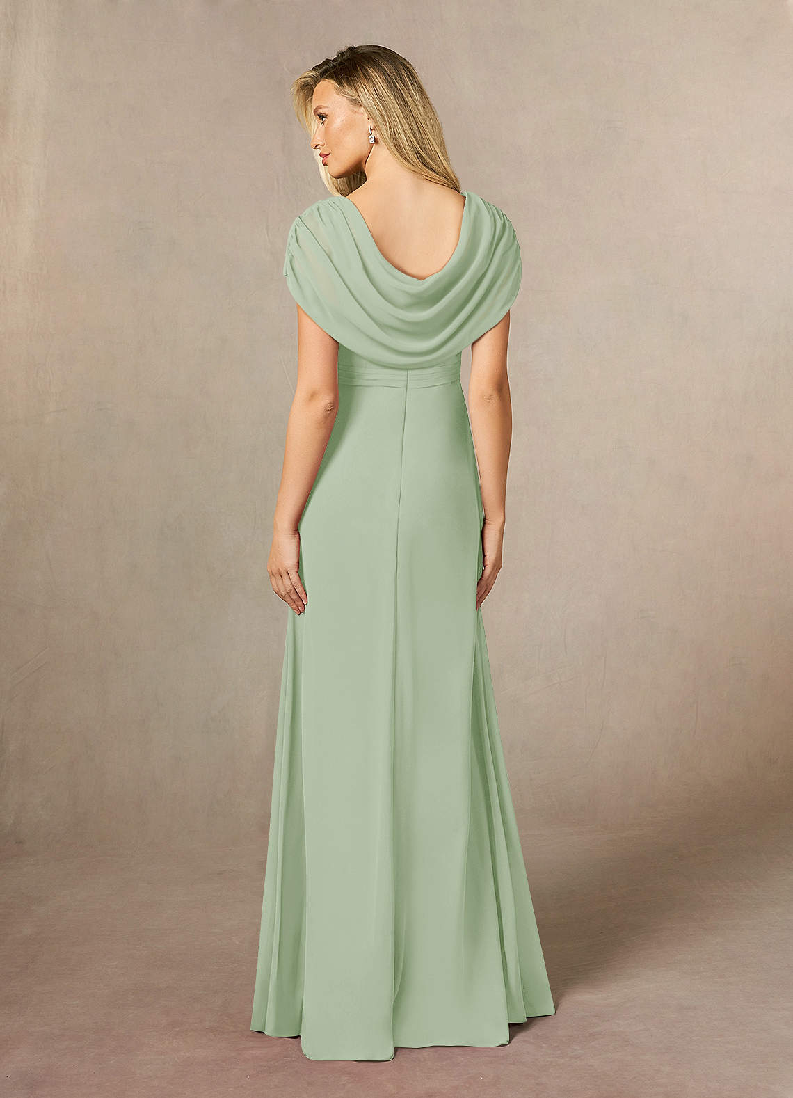 Dusty Sage Azazie Mary A-Line Side Slit Chiffon Floor-Length Dress | Azazie