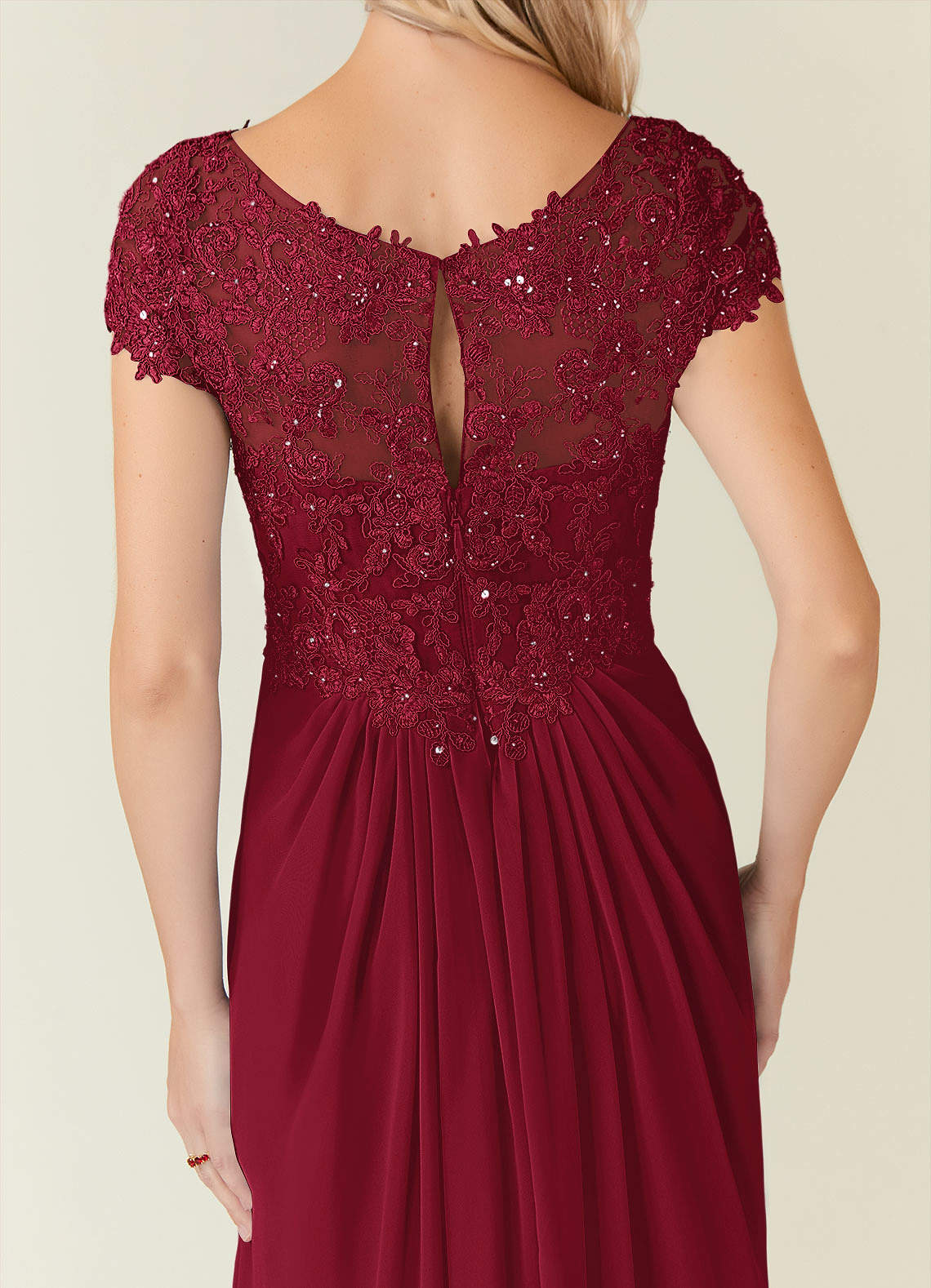 Azazie Jet Burgundy A-Line Sequins Chiffon Dress Mother of the Bride ...