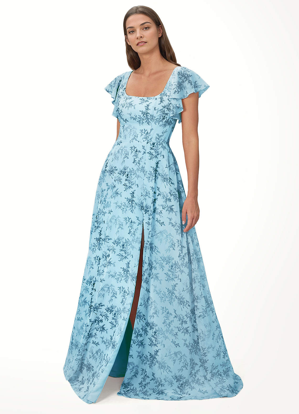 Blue Fern Floral Azazie Bondi Bridesmaid Dresses | Azazie