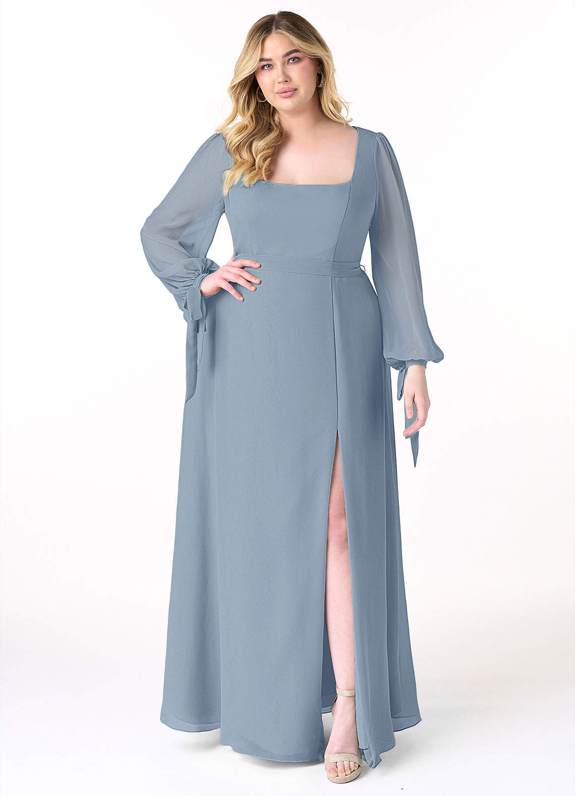 Azazie Leonia Dusty Blue Bridesmaid Dresses | Azazie