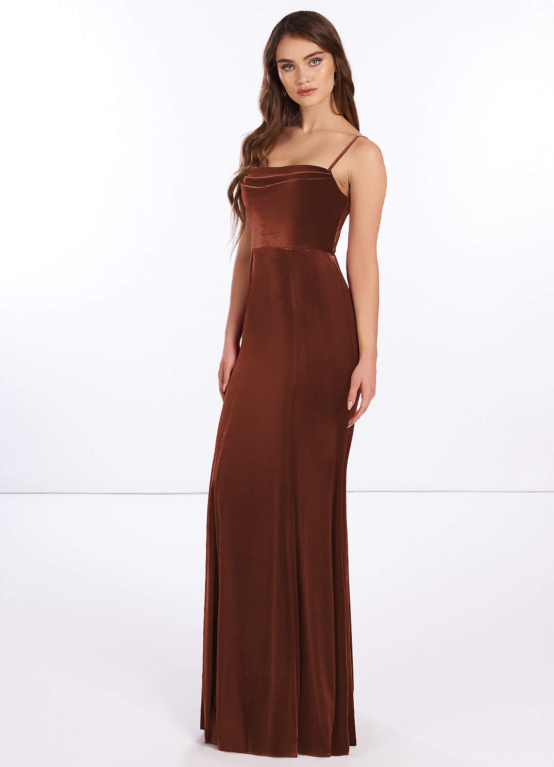 Azazie Solange Velvet Dress Terracotta Bridesmaid Dresses | Azazie