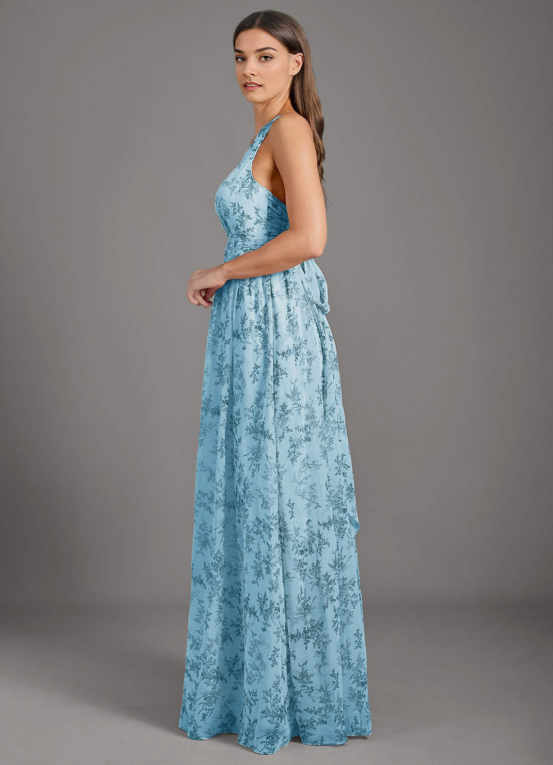 Azazie Kora Blue Fern Floral Bridesmaid Dresses | Azazie