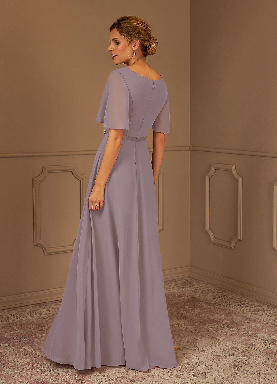 Dusk Azazie Tricia Dusk A-Line V-Neck Pleated Chiffon Dress | Azazie