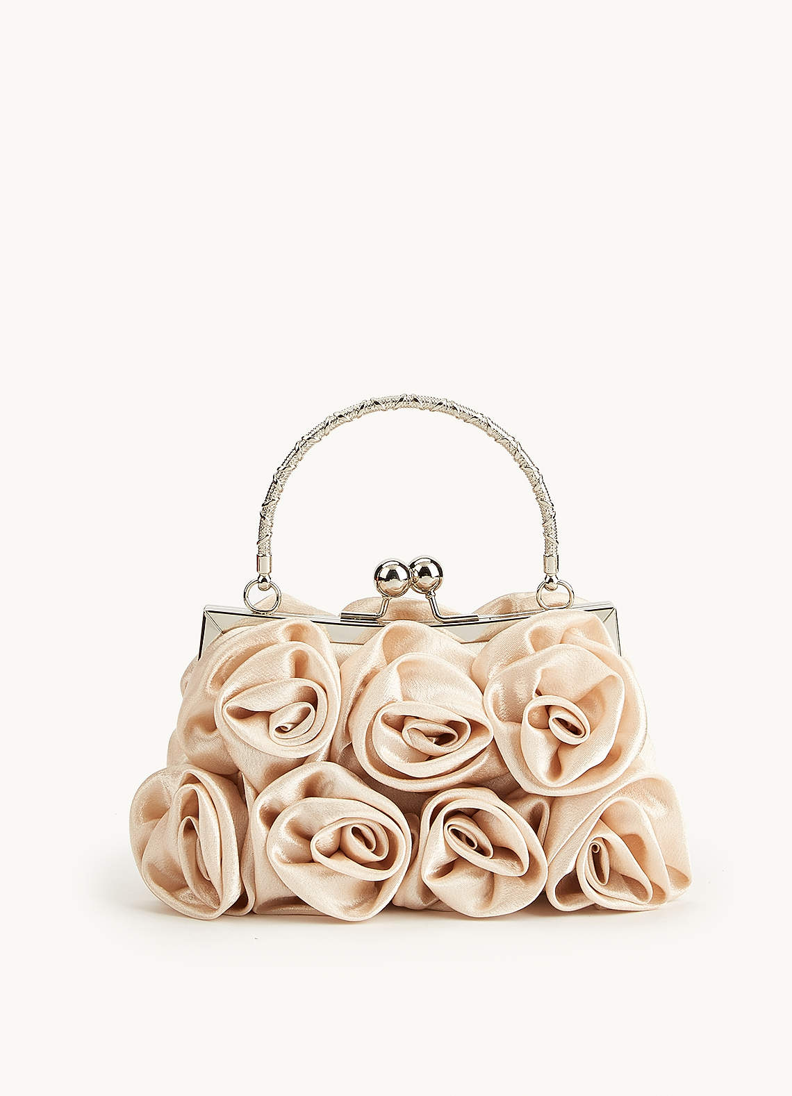 Champagne 3D Rosettes Handbag | Azazie