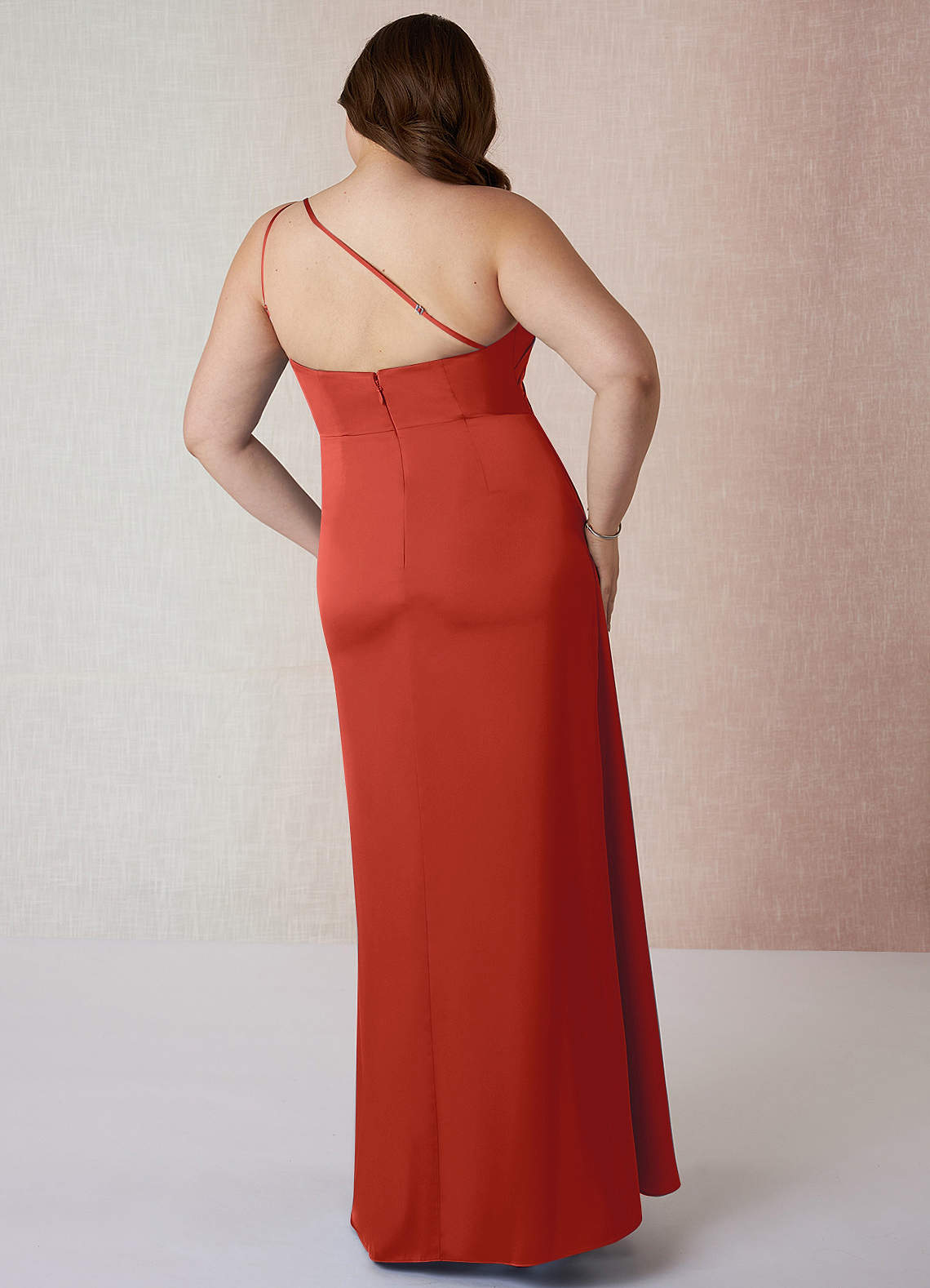 Rust Azazie Mika Stretch Satin Dress Bridesmaid Dresses | Azazie