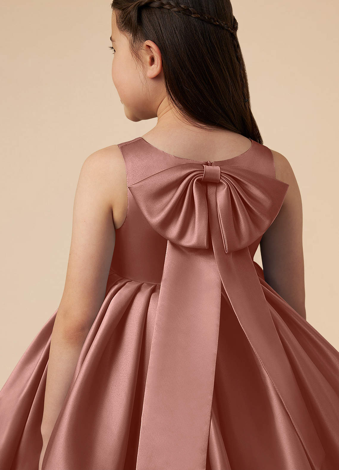 Cedar Rose Azazie Bo Peep Cedar Rose A-Line Bow Matte Satin Dress | Azazie