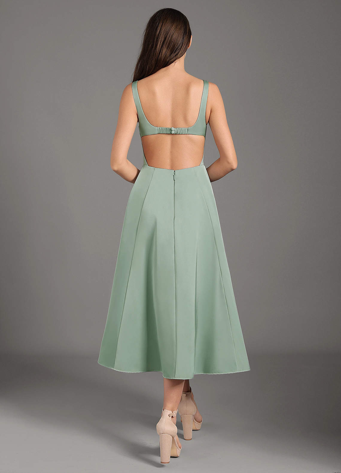 Charli Pistachio Open Back Midi Dress Atelier Dresses | Azazie